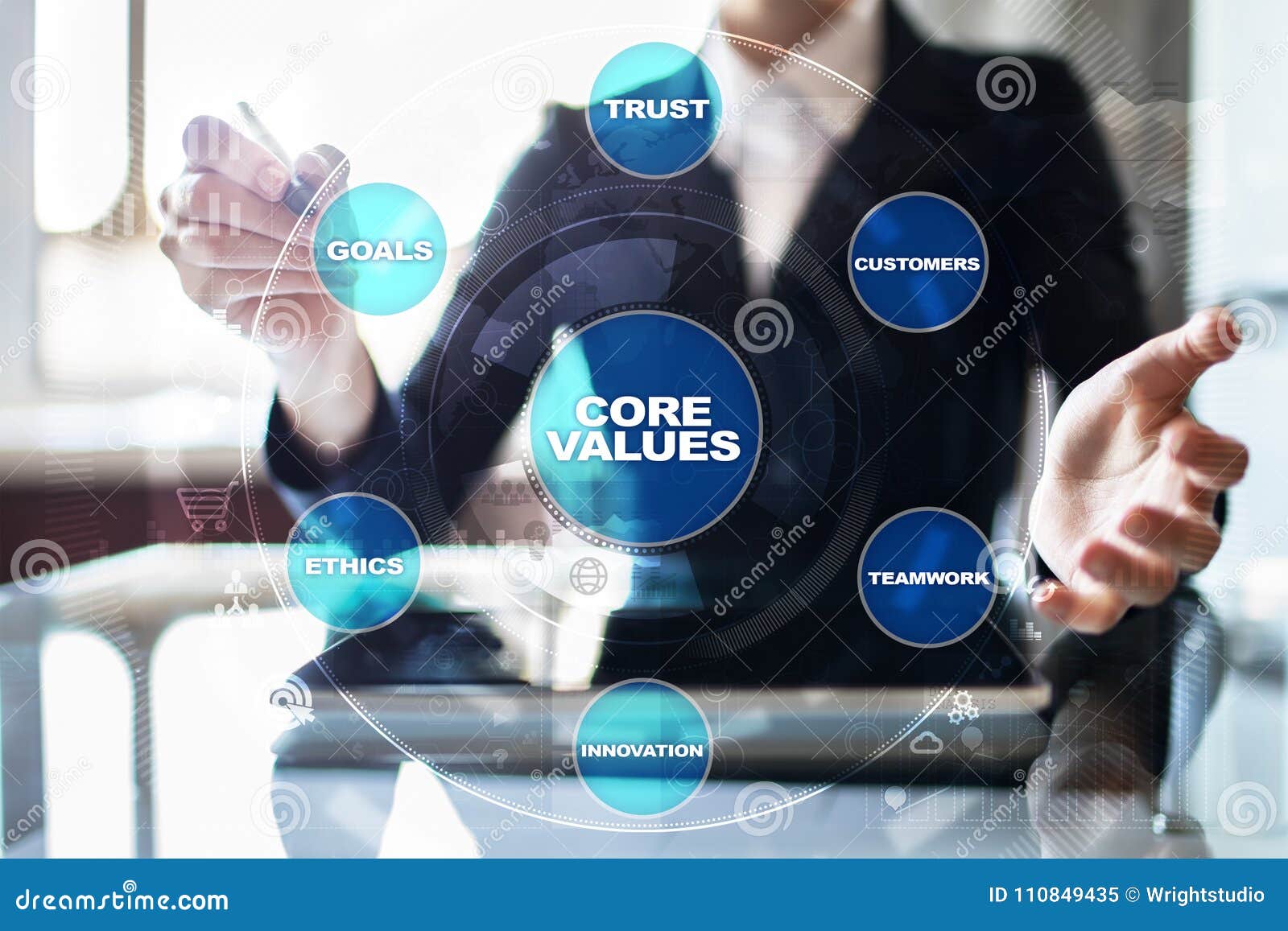 Core Values Business and Technology Concept on the Virtual Screen ...