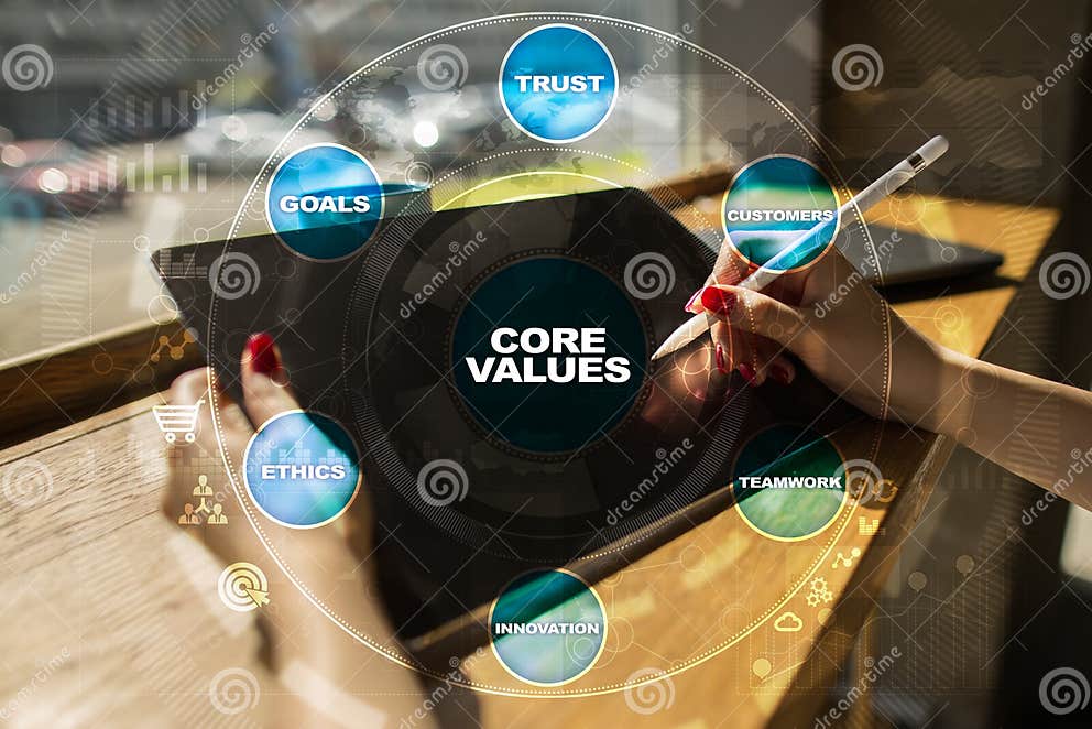 Core Values Business and Technology Concept on the Virtual Screen ...