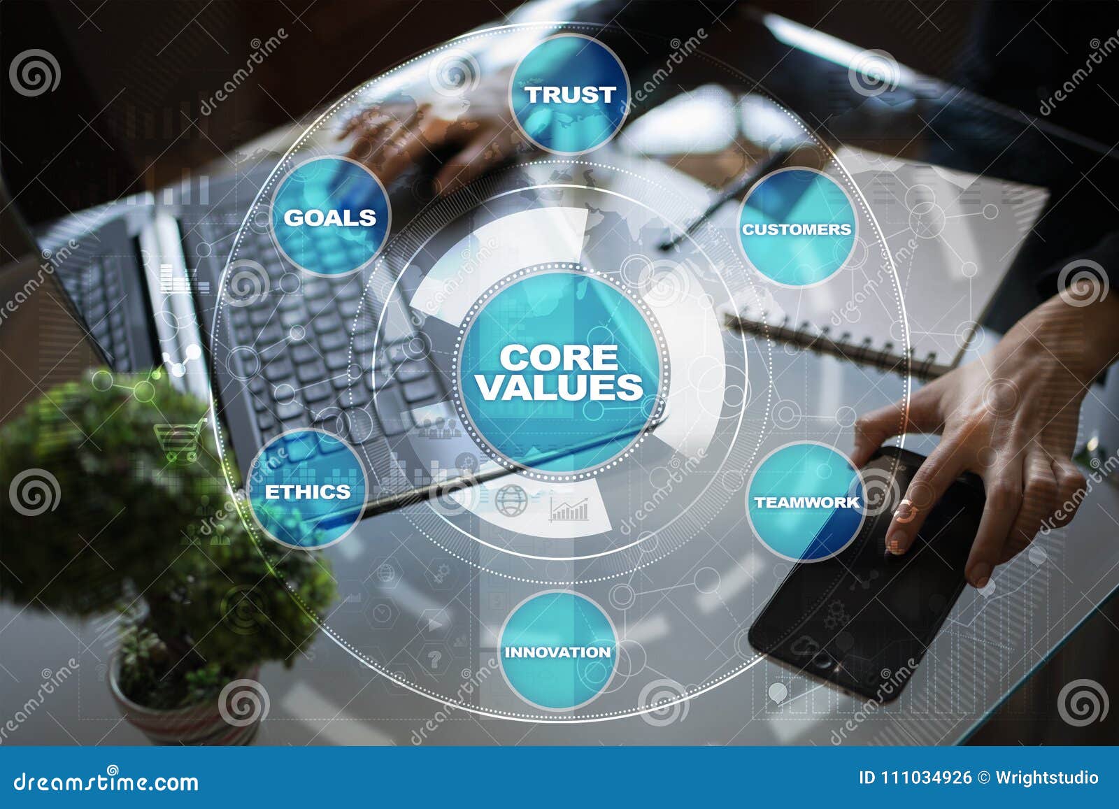 Core Values Business and Technology Concept on the Virtual Screen ...