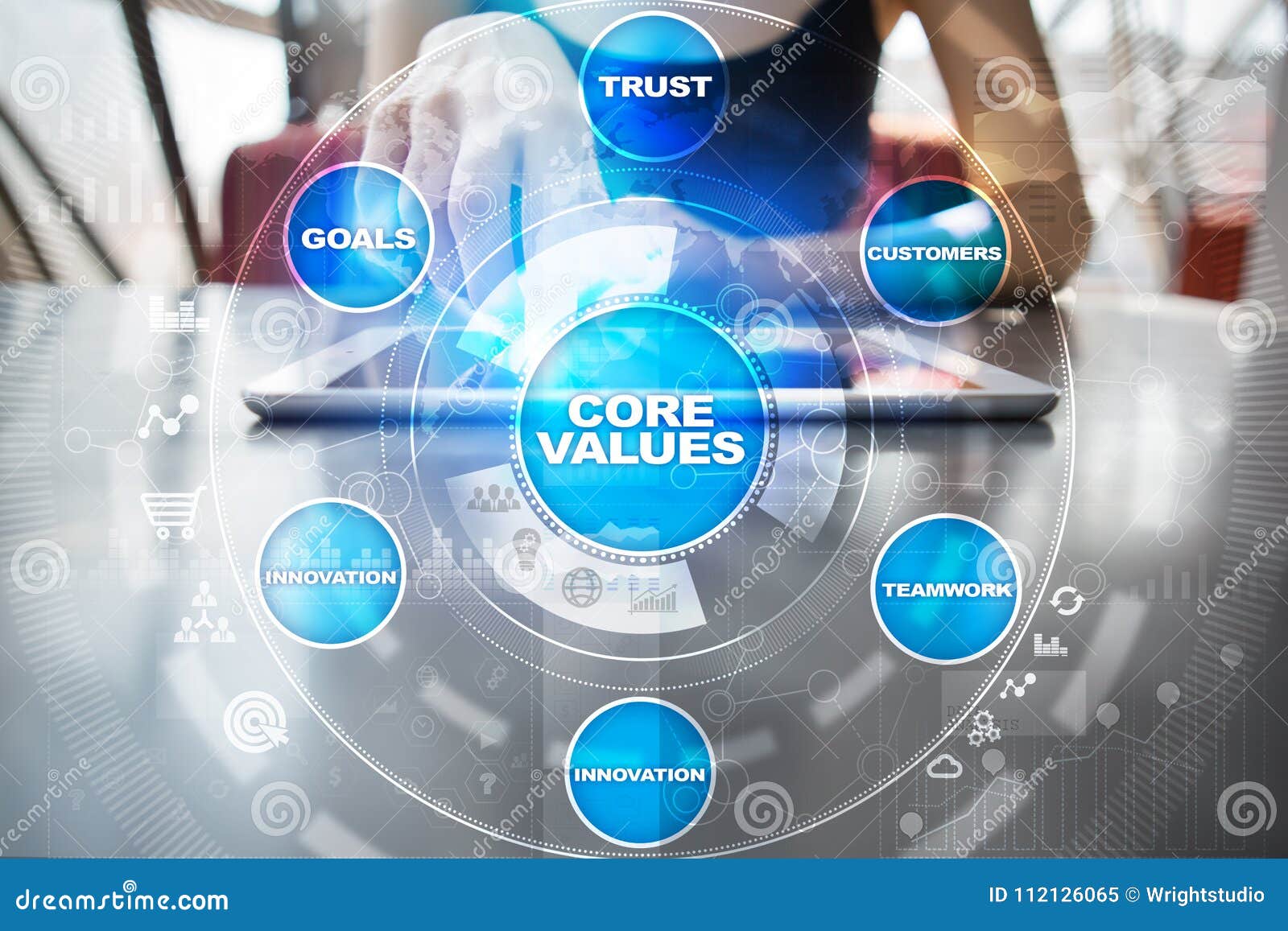 Core Values Business and Technology Concept on the Virtual Screen ...