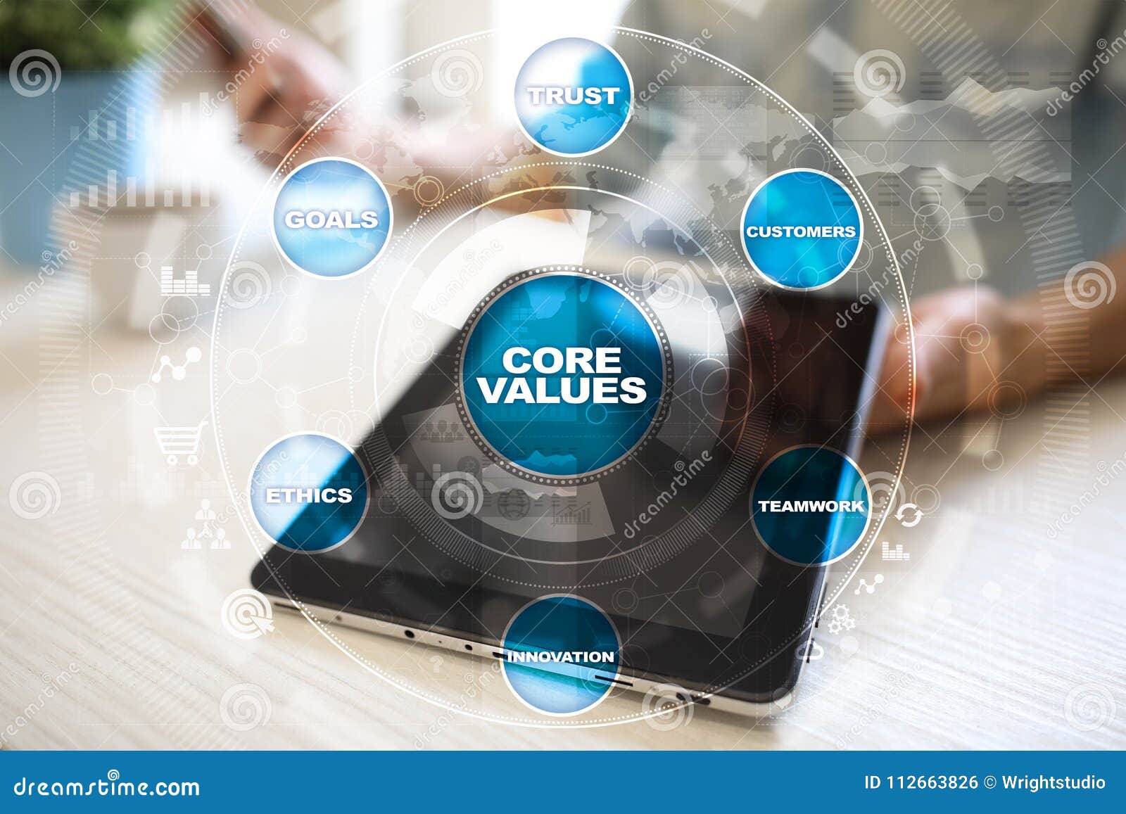 Core Values Business and Technology Concept on the Virtual Screen ...