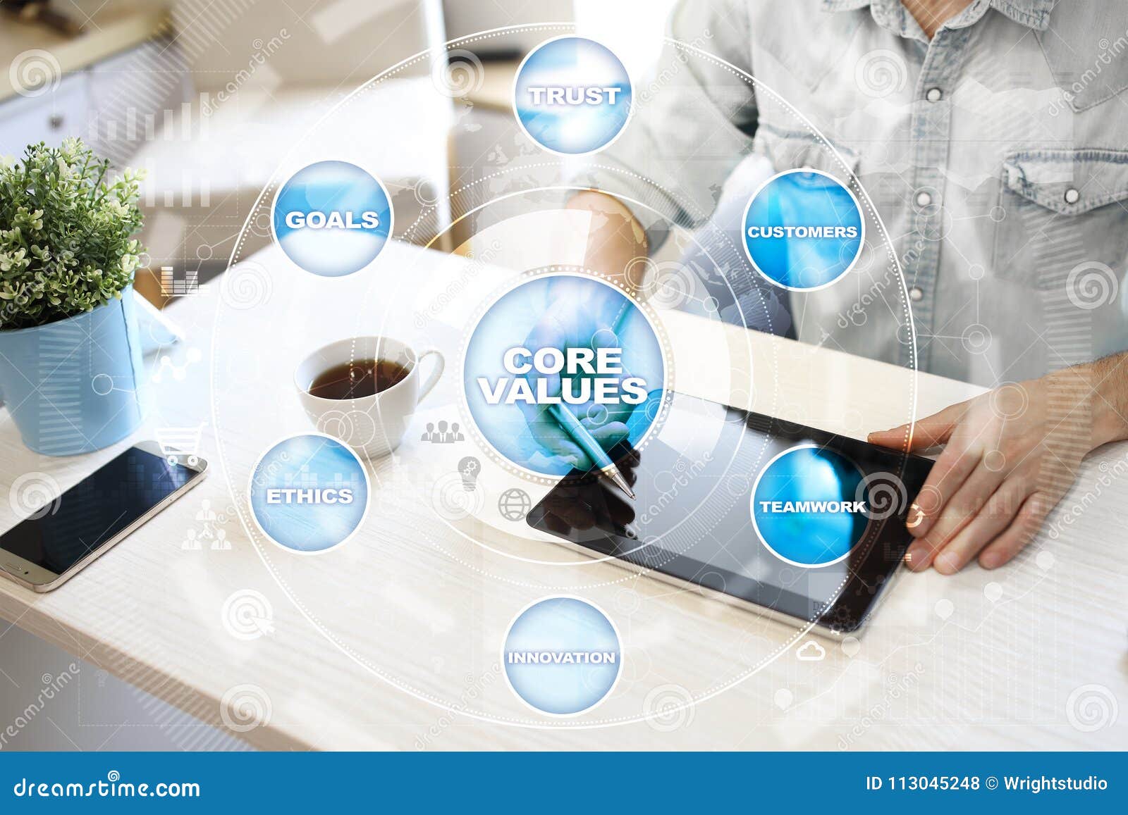 Core Values Business and Technology Concept on the Virtual Screen ...