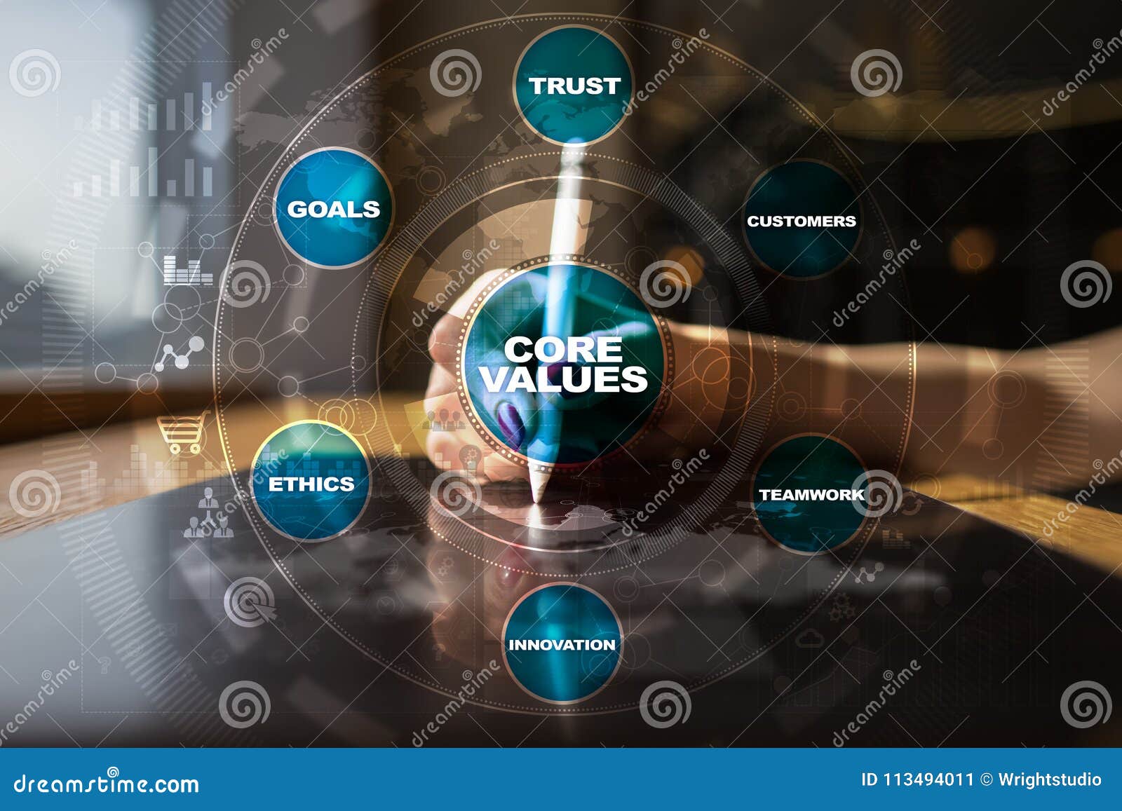 Core Values Business and Technology Concept on the Virtual Screen ...