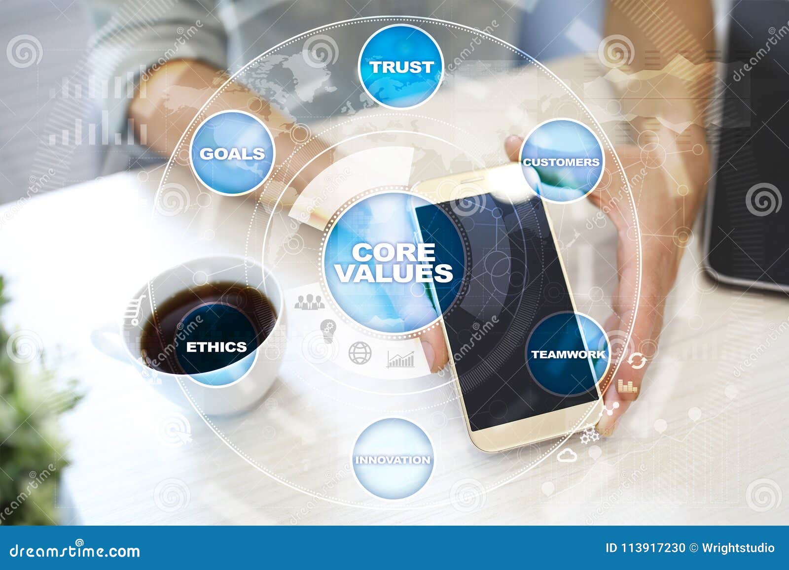 Core Values Business and Technology Concept on the Virtual Screen ...