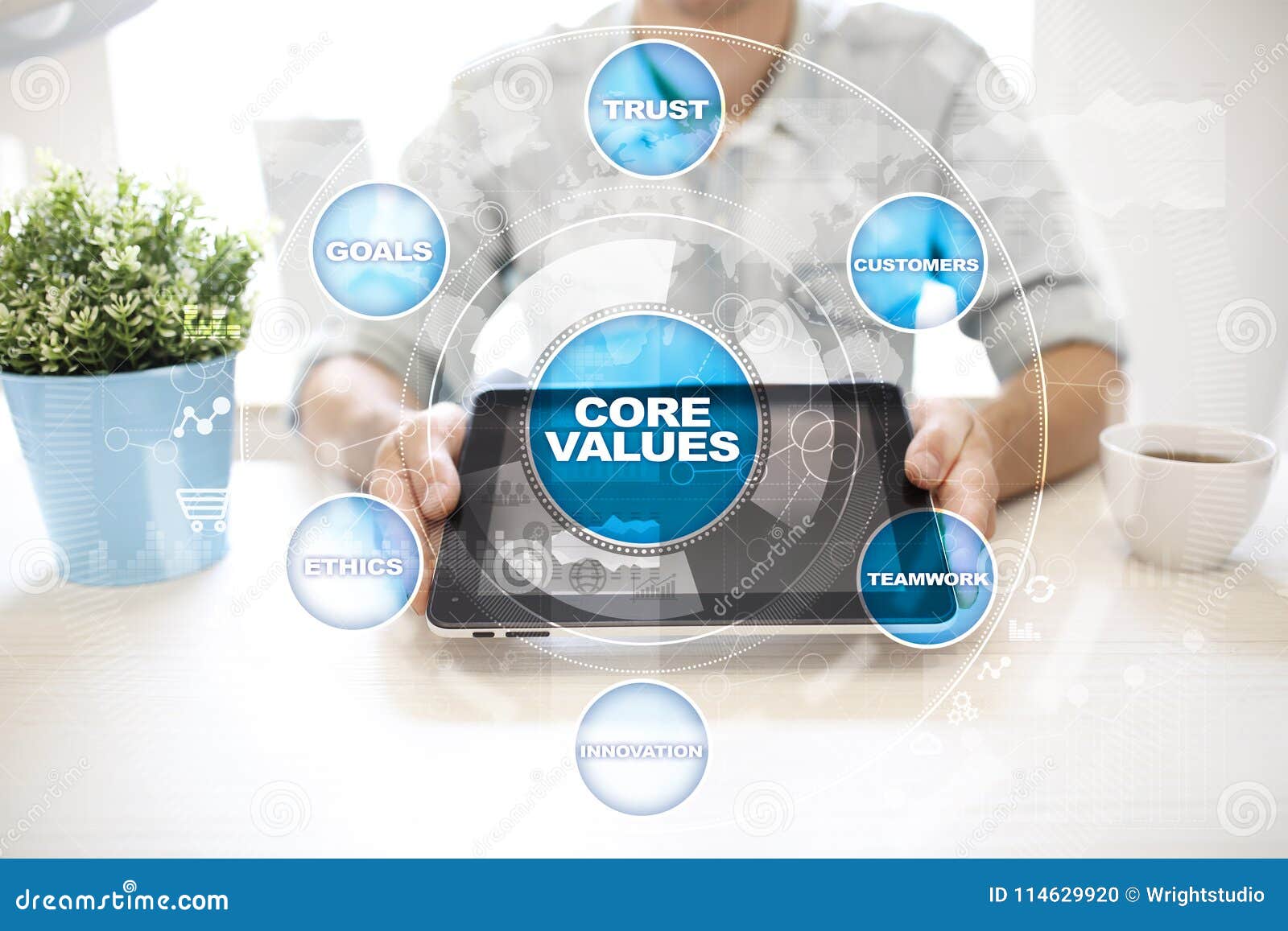 Core Values Business and Technology Concept on the Virtual Screen ...