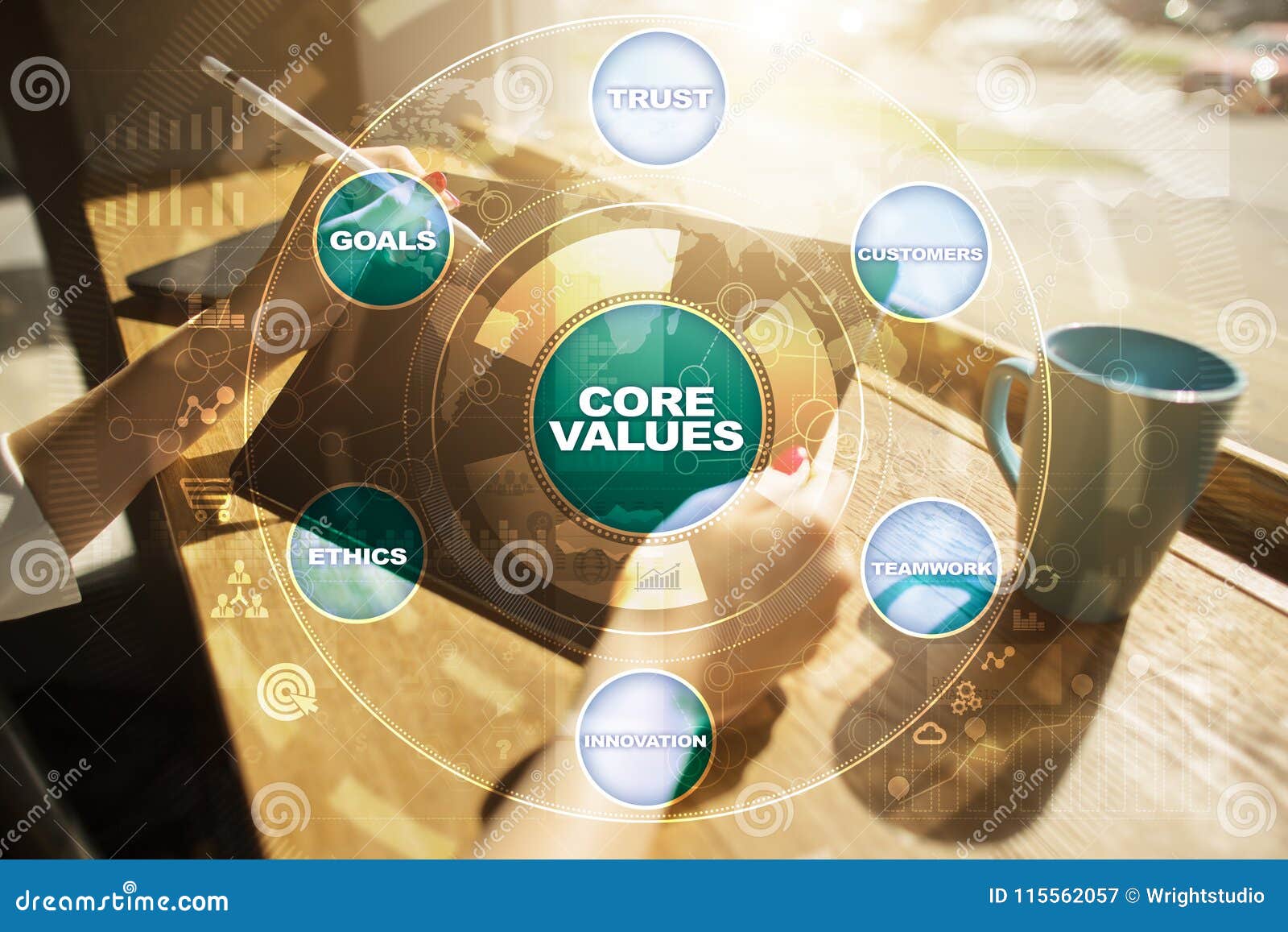 Core Values Business and Technology Concept on the Virtual Screen ...