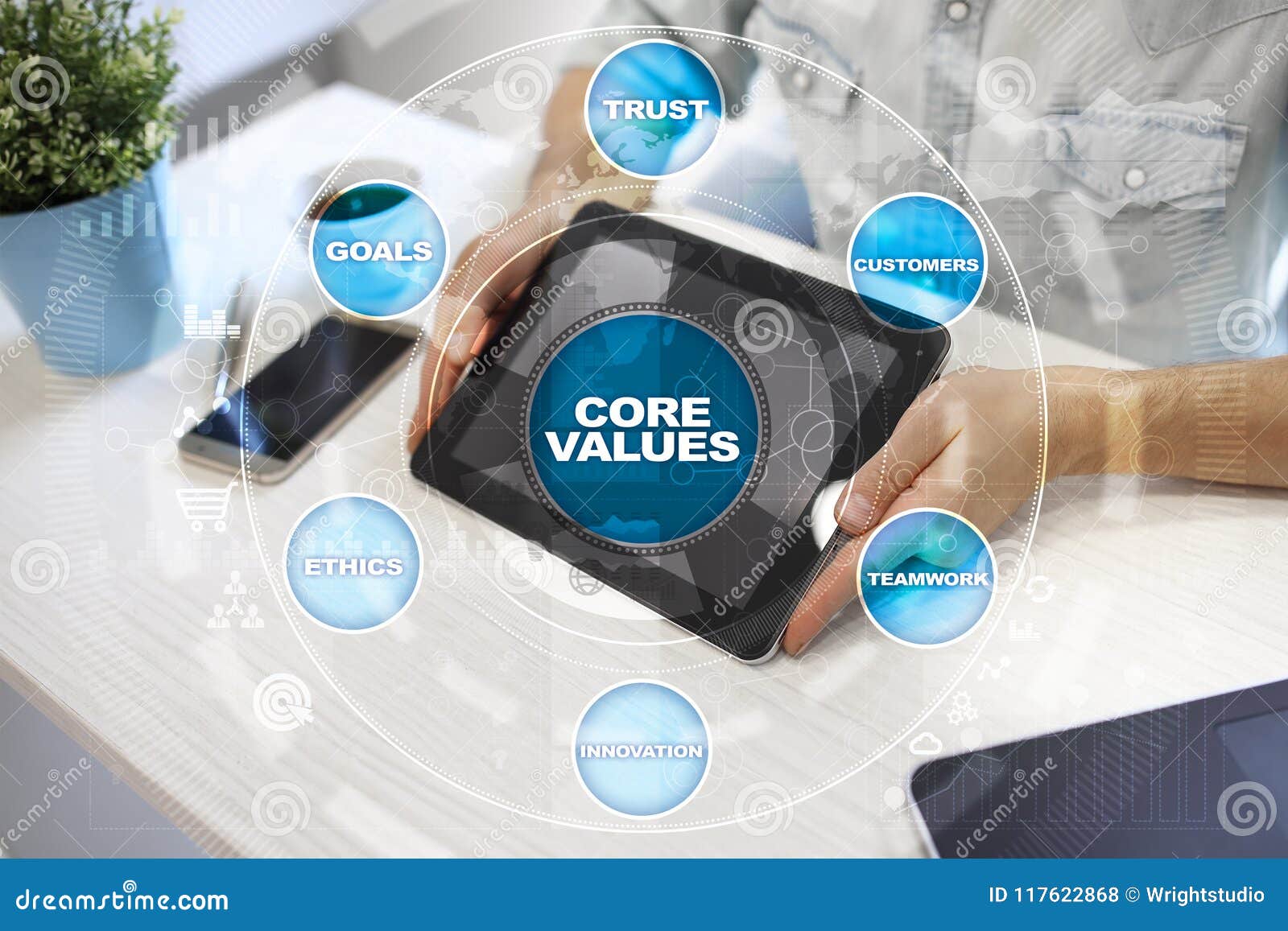 Core Values Business and Technology Concept on the Virtual Screen ...
