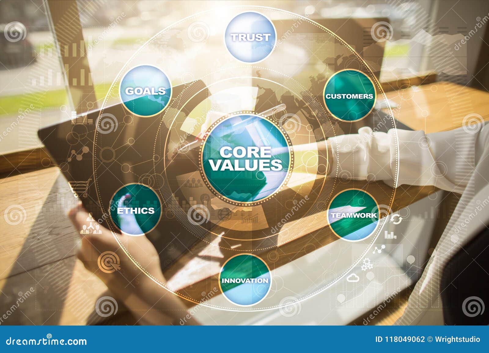 Core Values Business and Technology Concept on the Virtual Screen ...
