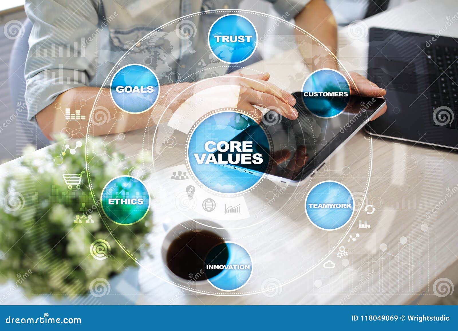 Core Values Business and Technology Concept on the Virtual Screen ...