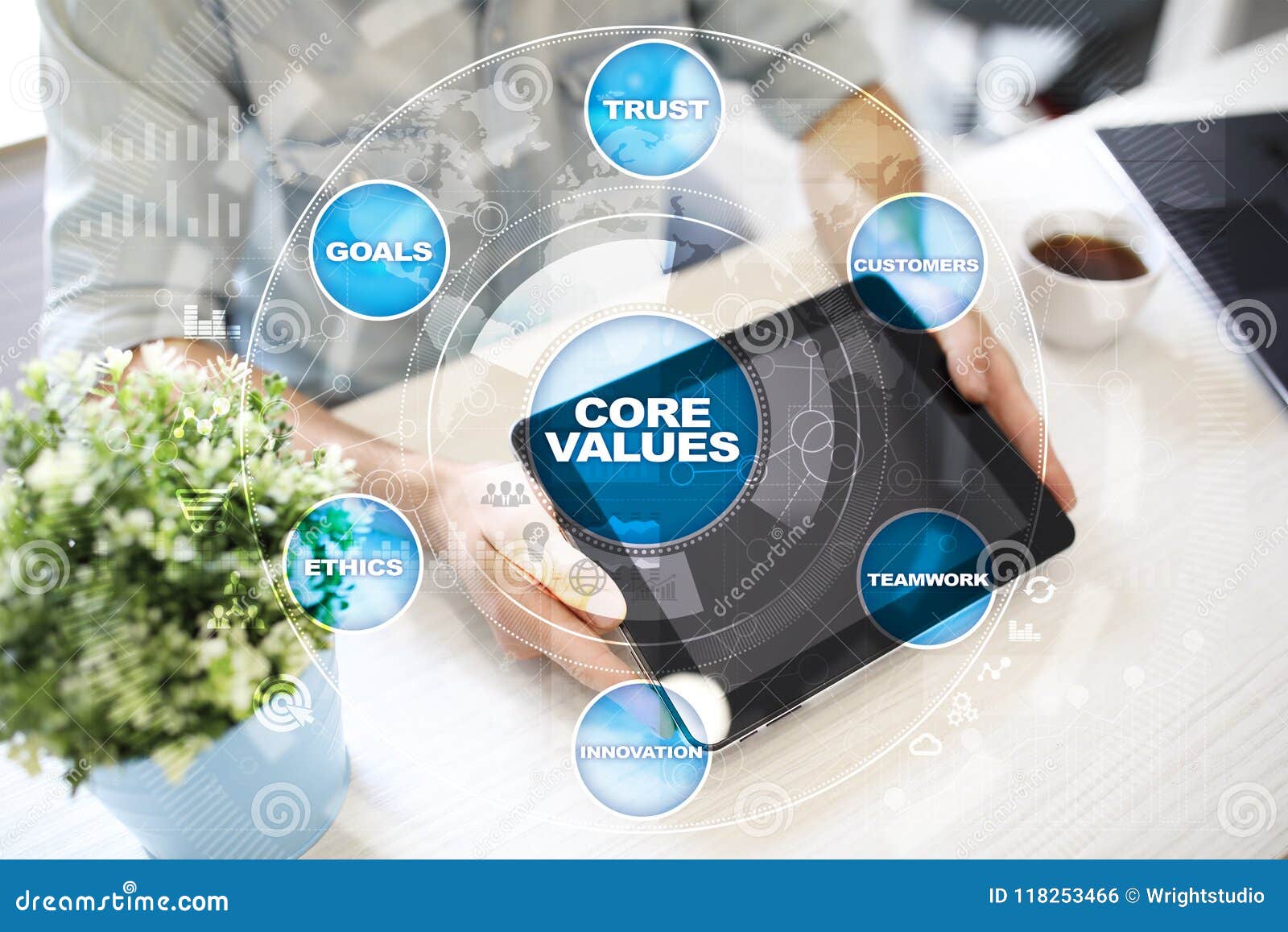 Core Values Business and Technology Concept on the Virtual Screen ...