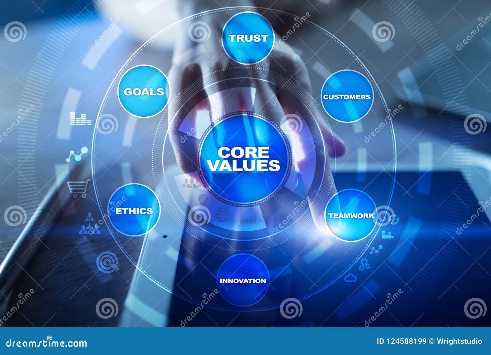 Core Values Business and Technology Concept on the Virtual Screen ...