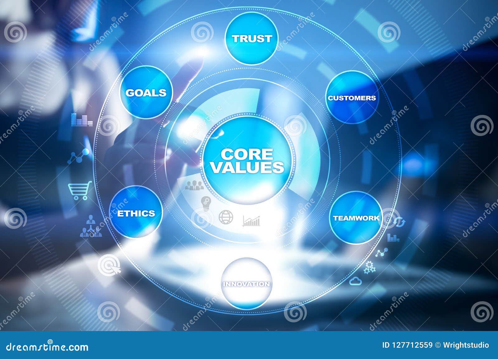 Core Values Business and Technology Concept on the Virtual Screen ...