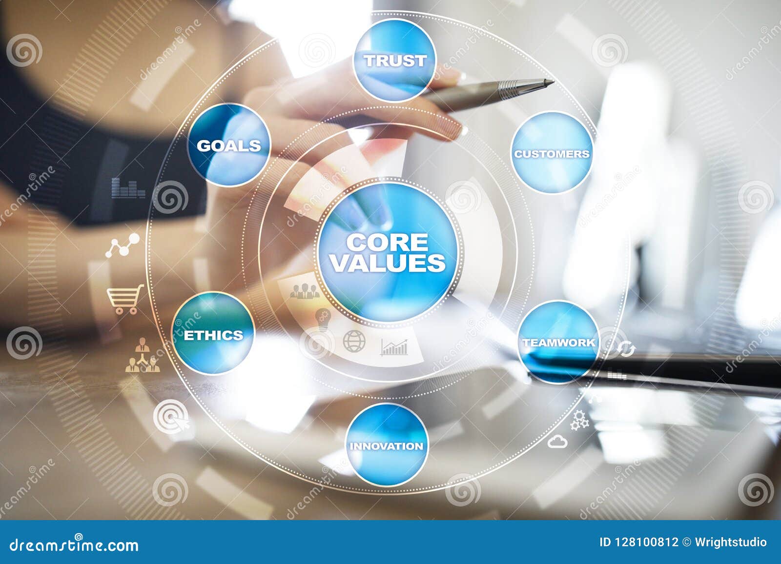 Core Values Business and Technology Concept on the Virtual Screen ...