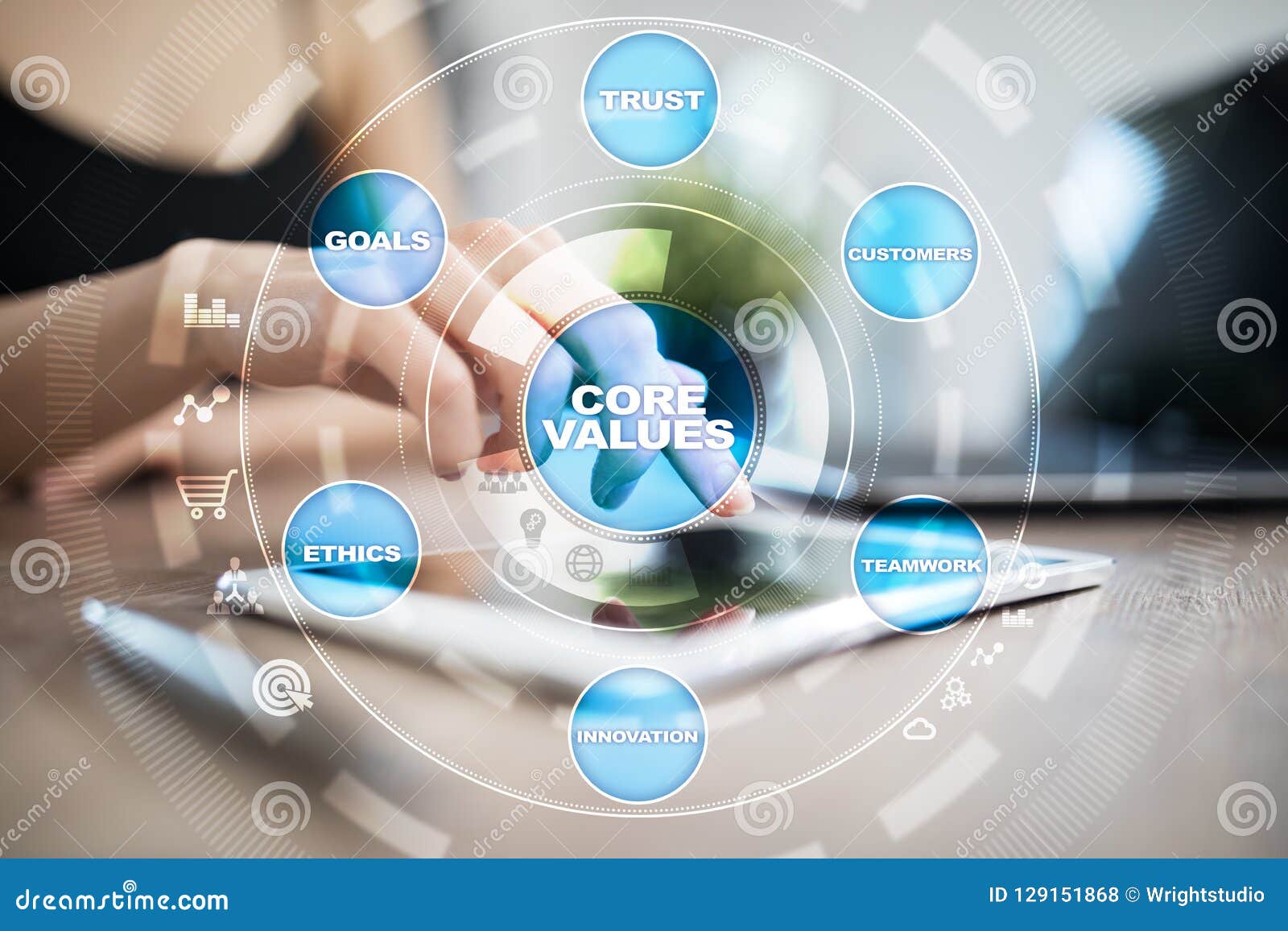 Core Values Business and Technology Concept on the Virtual Screen ...