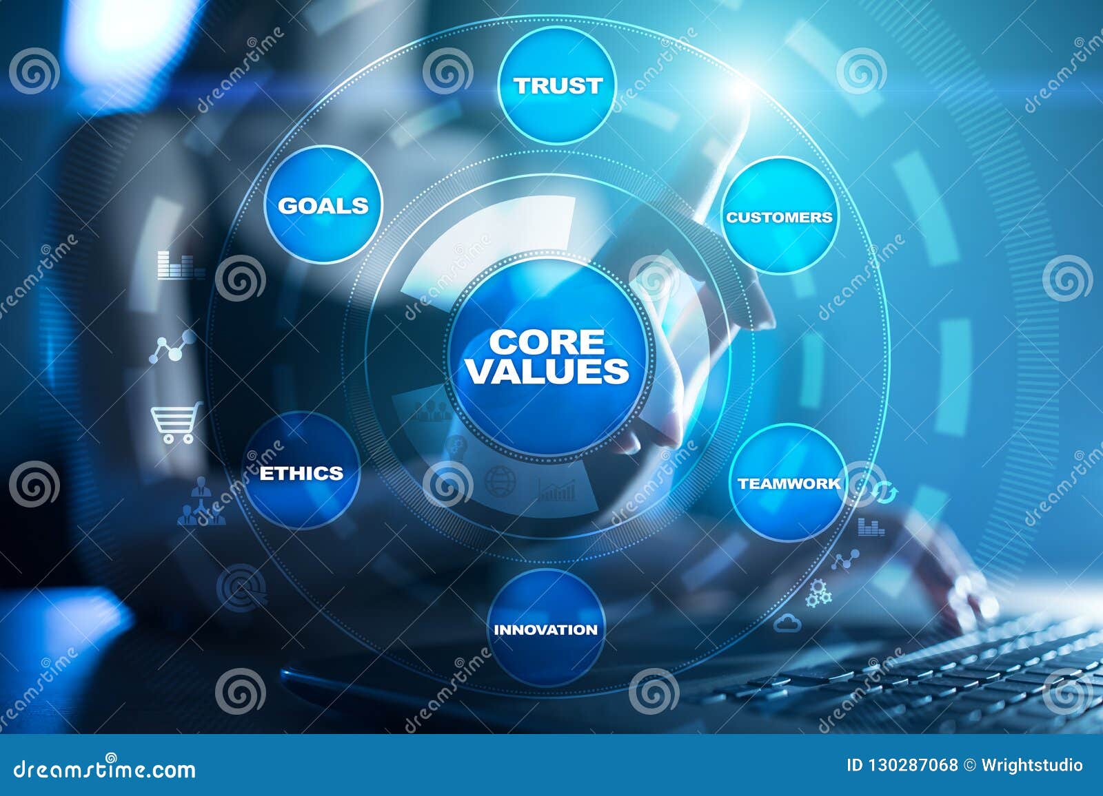 Core Values Business and Technology Concept on the Virtual Screen ...