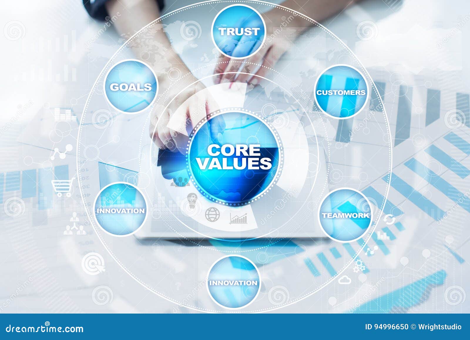 Core Values Business and Technology Concept on the Virtual Screen ...