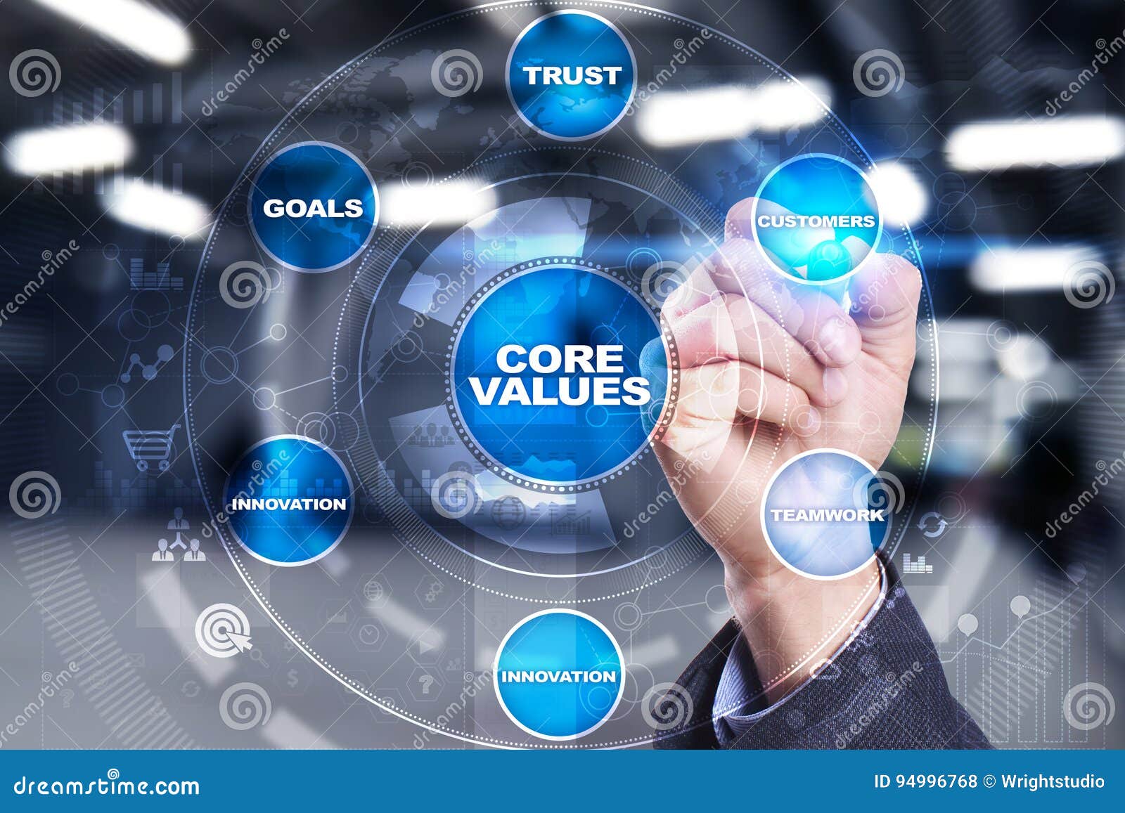 Core Values Business and Technology Concept on the Virtual Screen ...