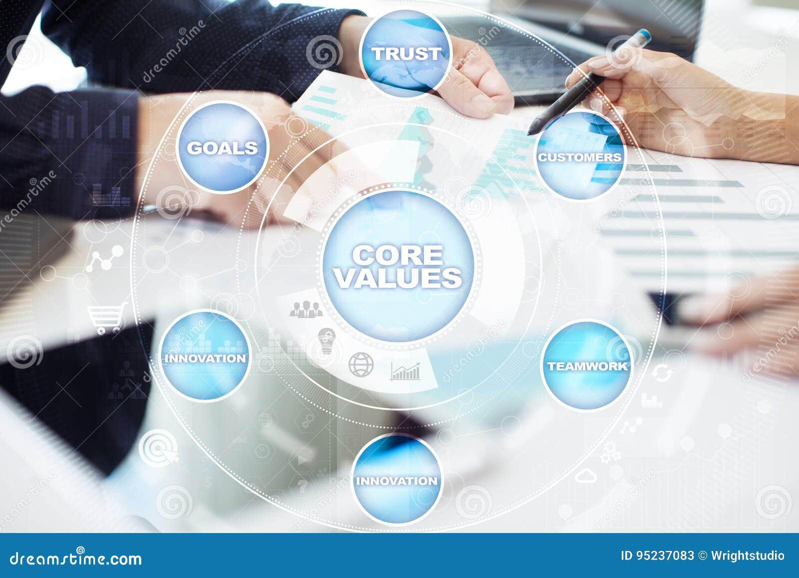 Core Values Business and Technology Concept on the Virtual Screen ...