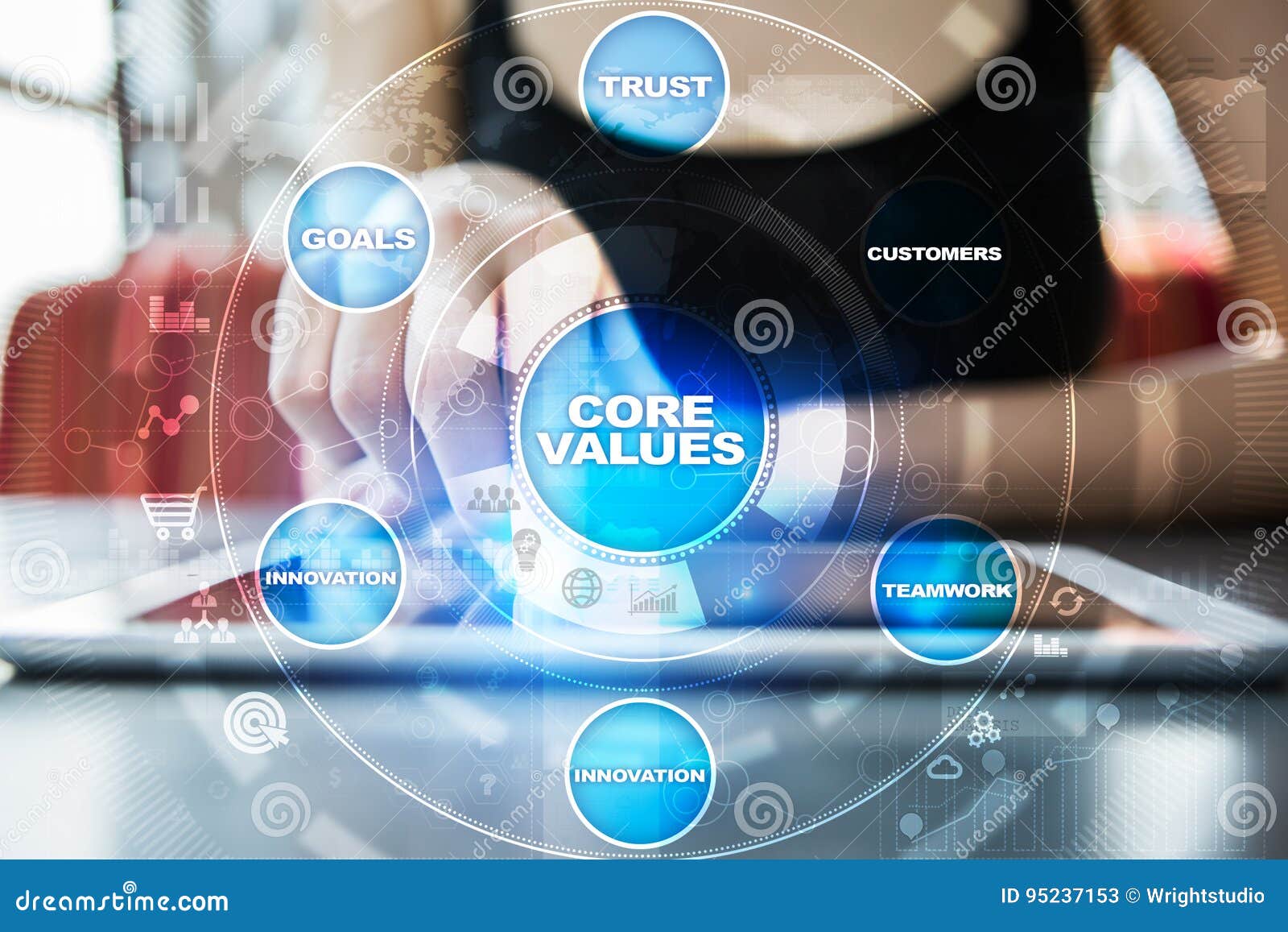 Core Values Business and Technology Concept on the Virtual Screen ...