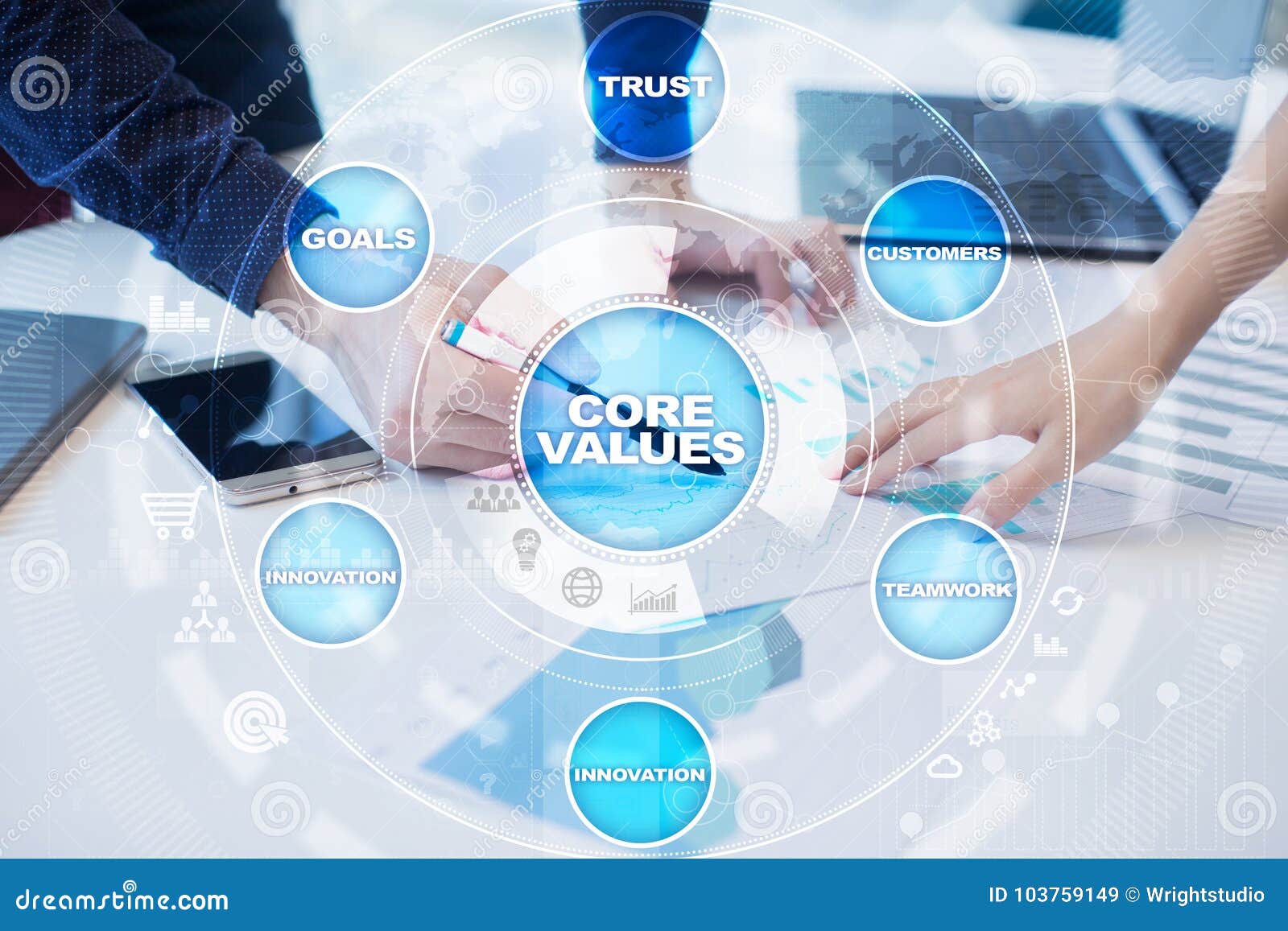 Core Values Business and Technology Concept on the Virtual Screen Stock ...