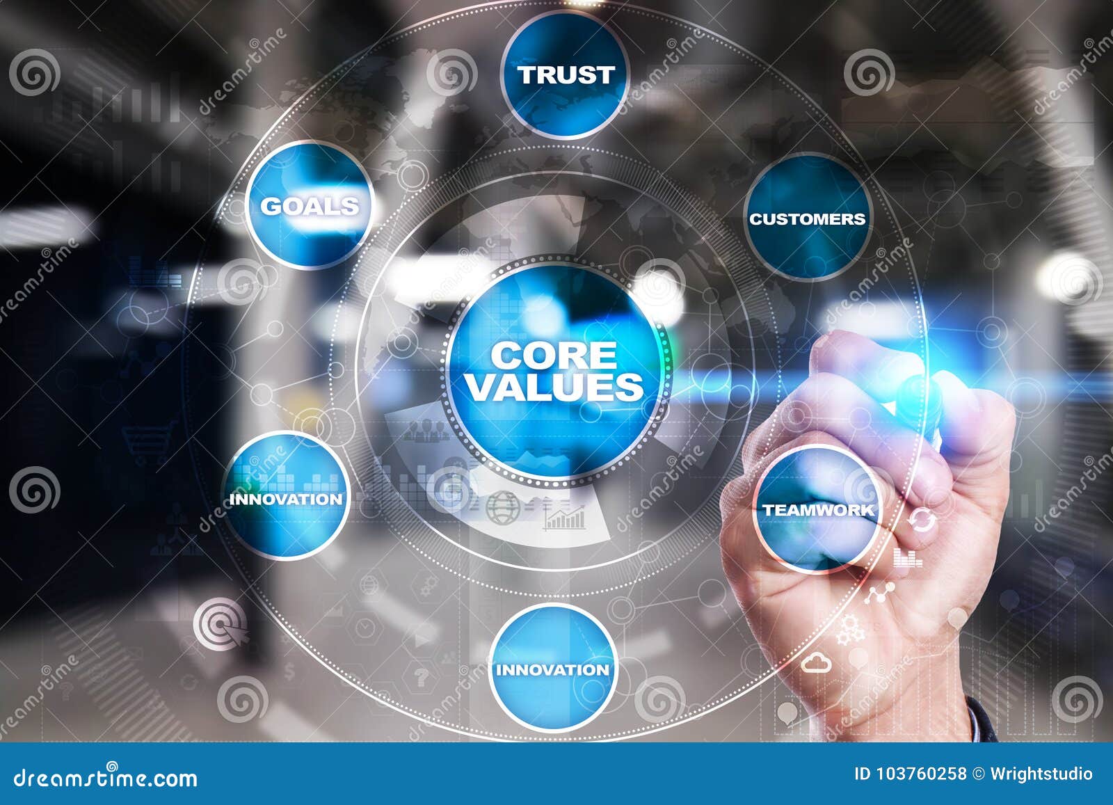 Core Values Business and Technology Concept on the Virtual Screen Stock ...