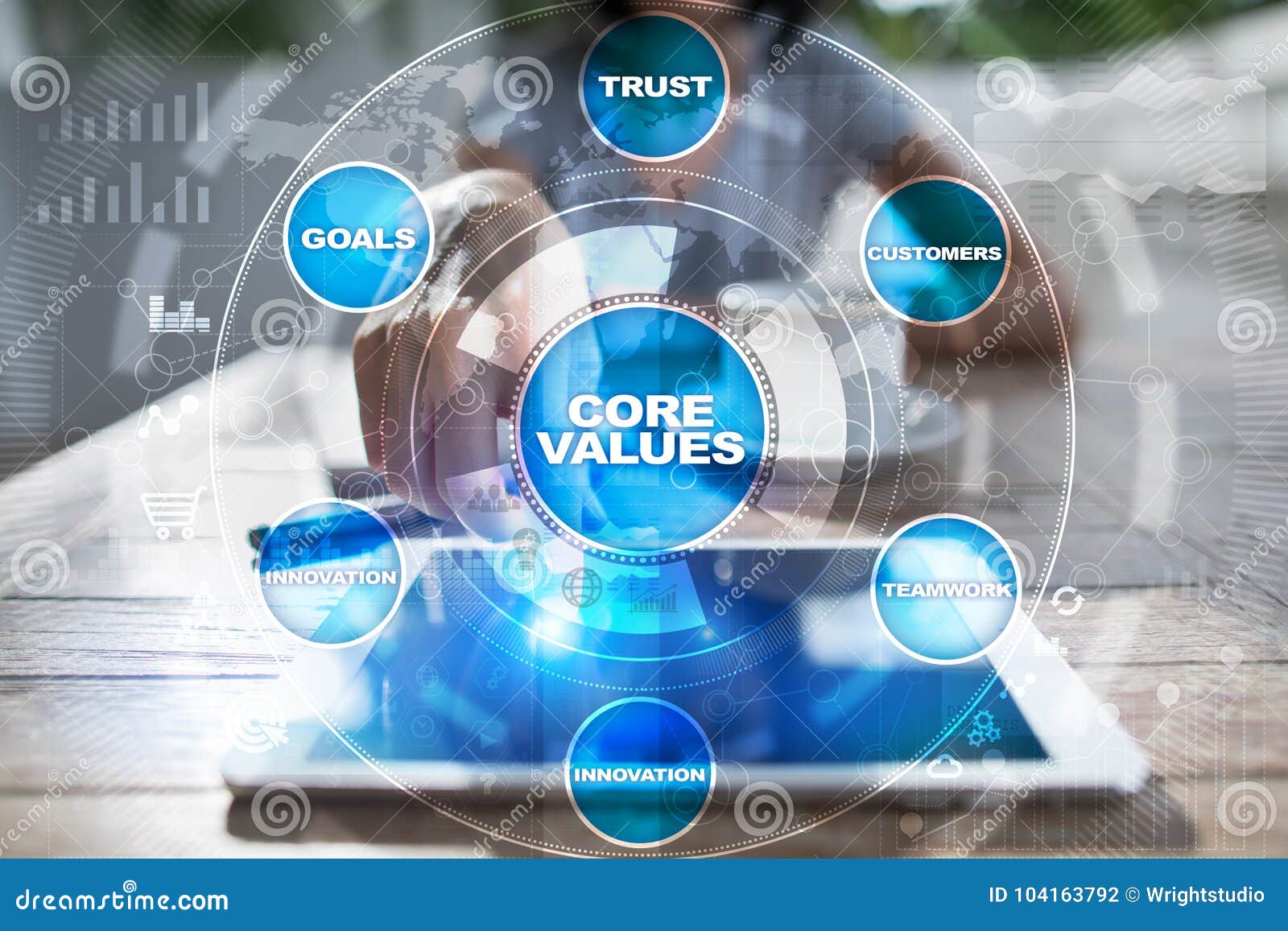 Core Values Business and Technology Concept on the Virtual Screen Stock ...