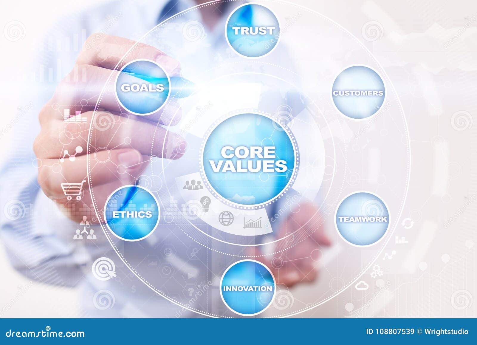 Core Values Business and Technology Concept on the Virtual Screen ...