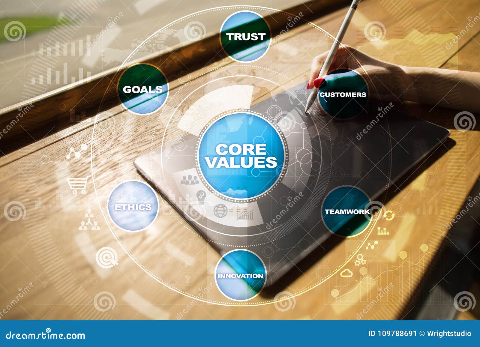 Core Values Business and Technology Concept on the Virtual Screen ...