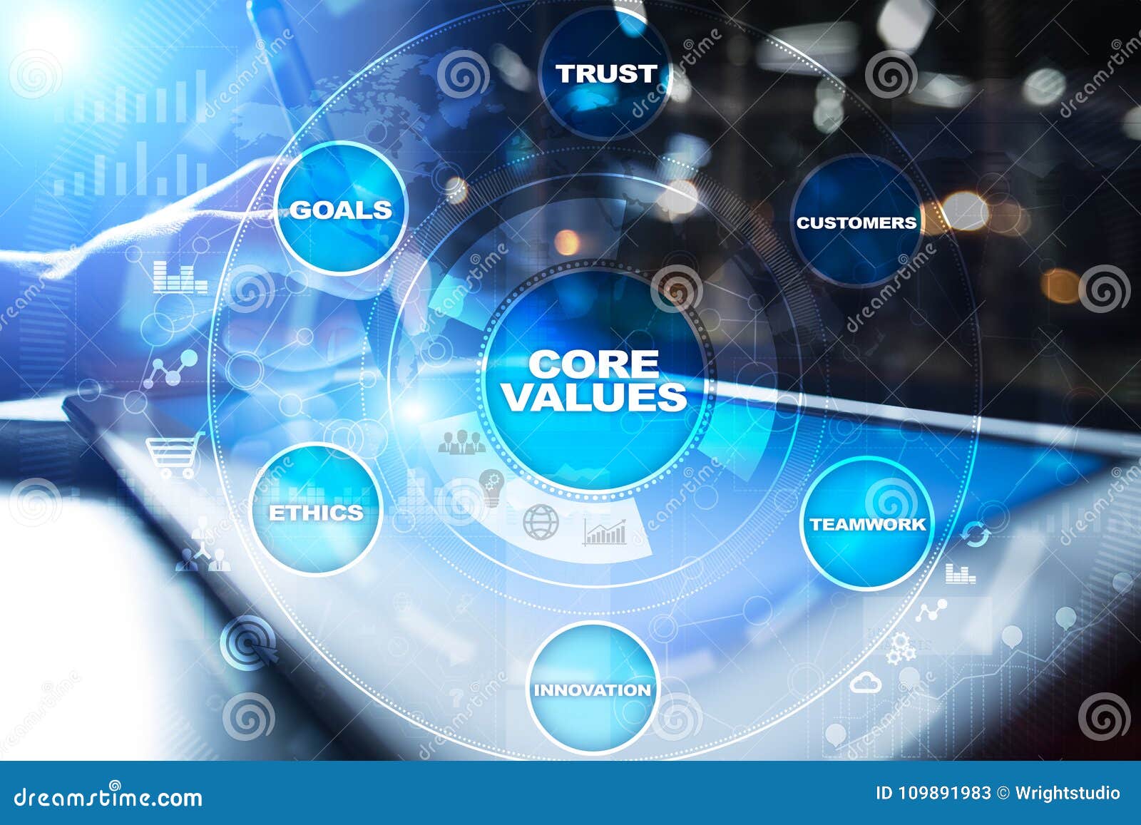 Core Values Business and Technology Concept on the Virtual Screen ...