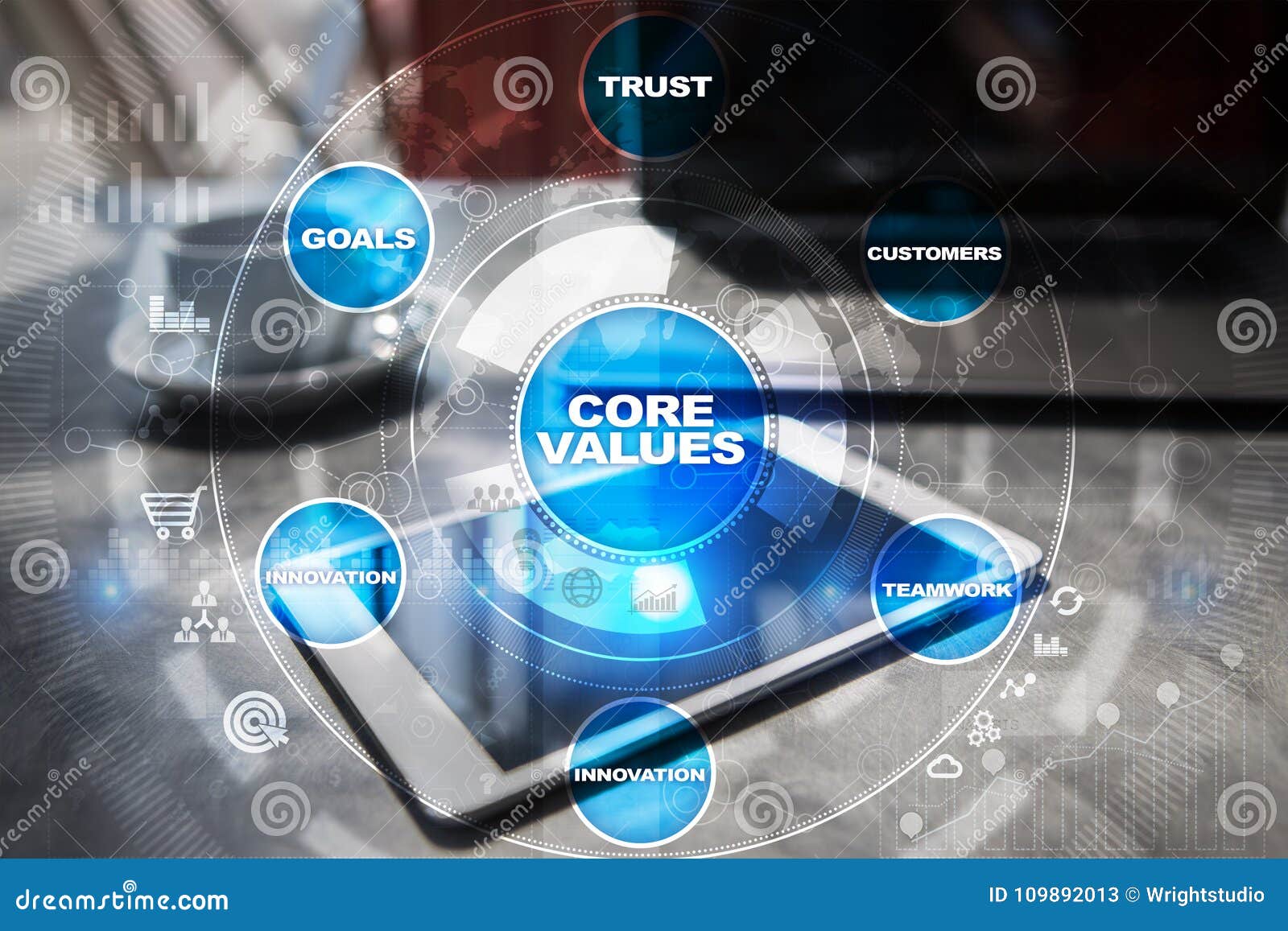 Core Values Business and Technology Concept on the Virtual Screen ...