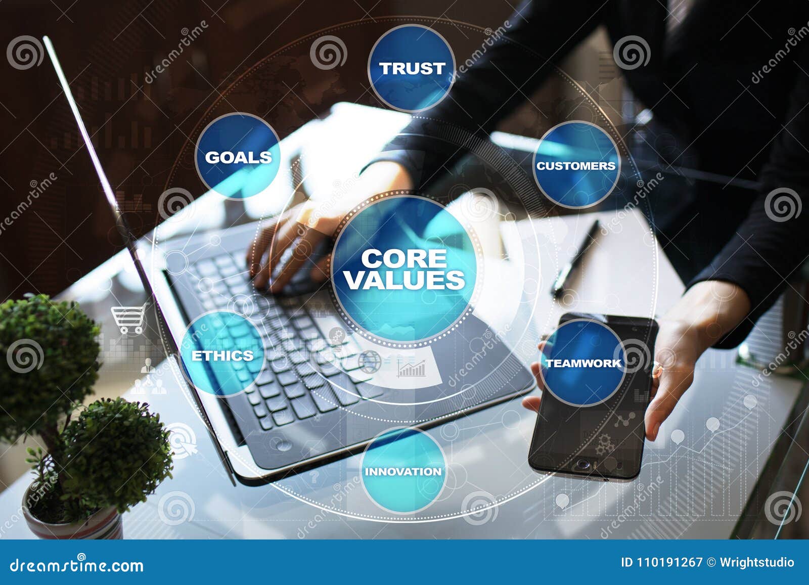 Core Values Business and Technology Concept on the Virtual Screen ...