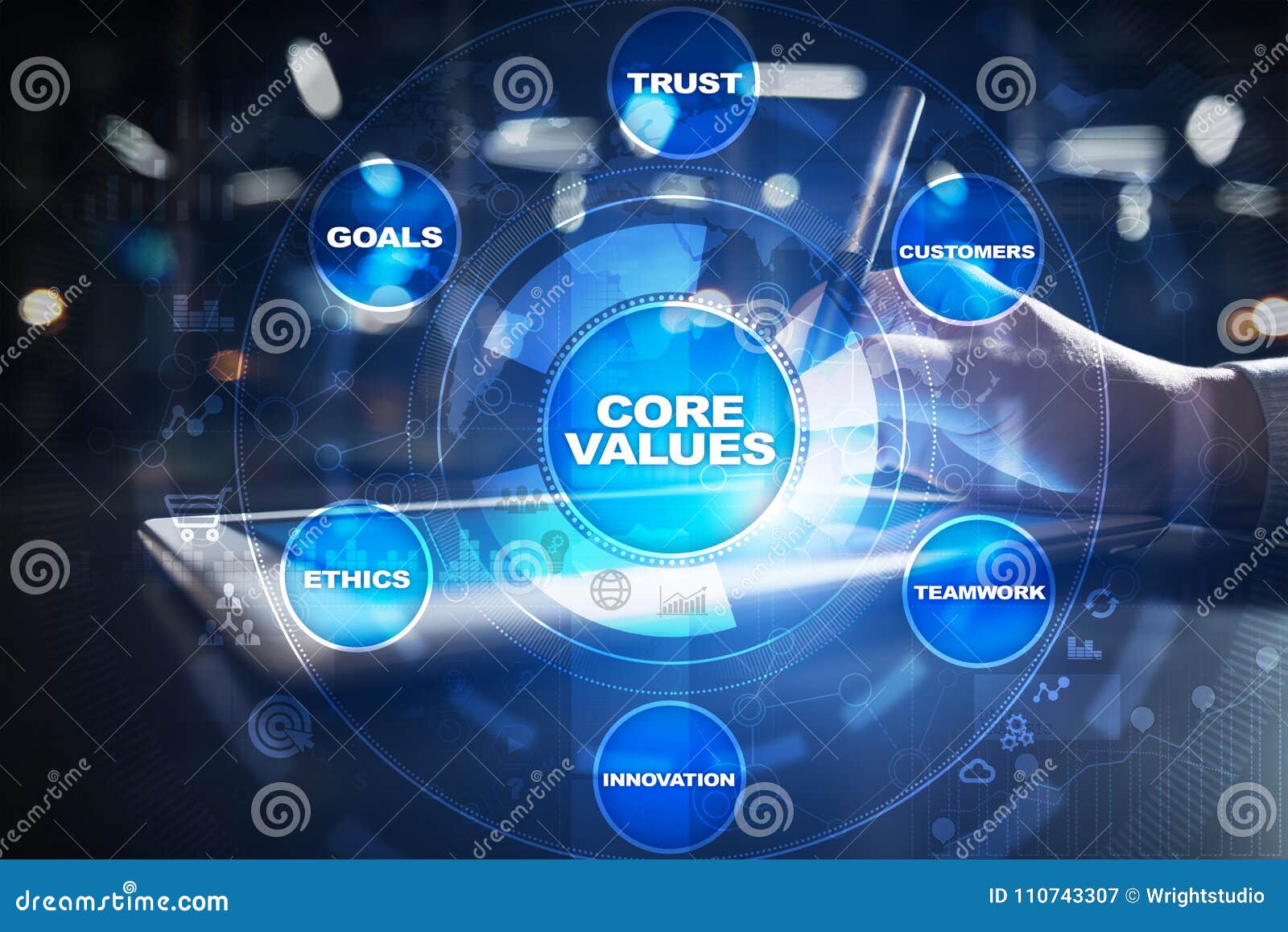 Core Values Business and Technology Concept on the Virtual Screen ...