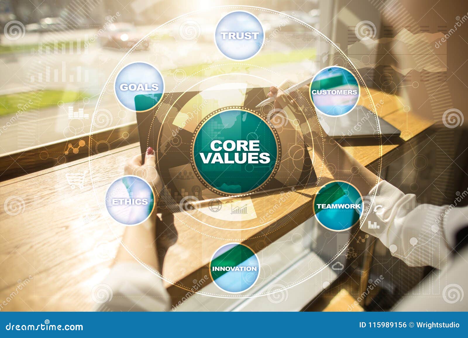 Core Values Business and Technology Concept on the Virtual Screen ...