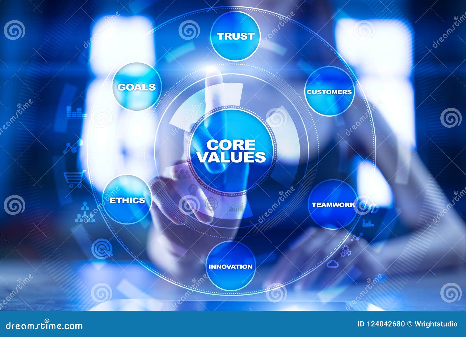 Core Values Business and Technology Concept on the Virtual Screen ...