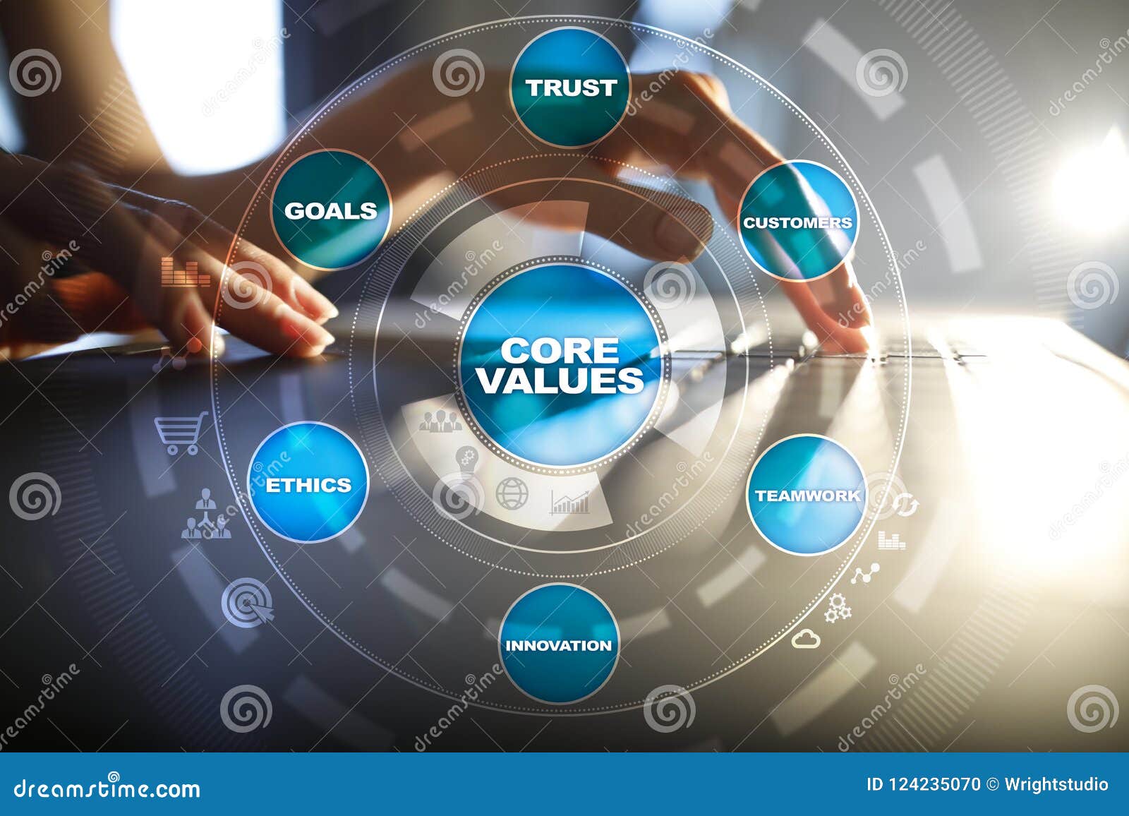 Core Values Business and Technology Concept on the Virtual Screen ...