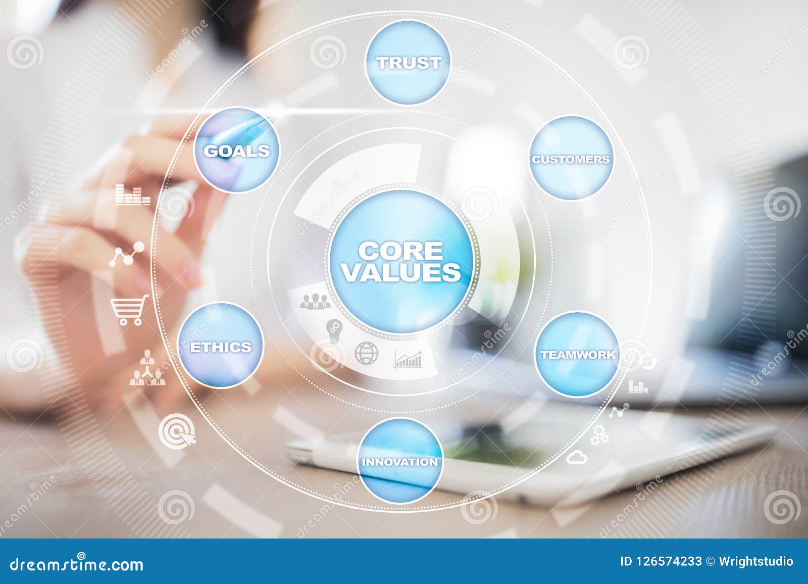 Core Values Business and Technology Concept on the Virtual Screen ...