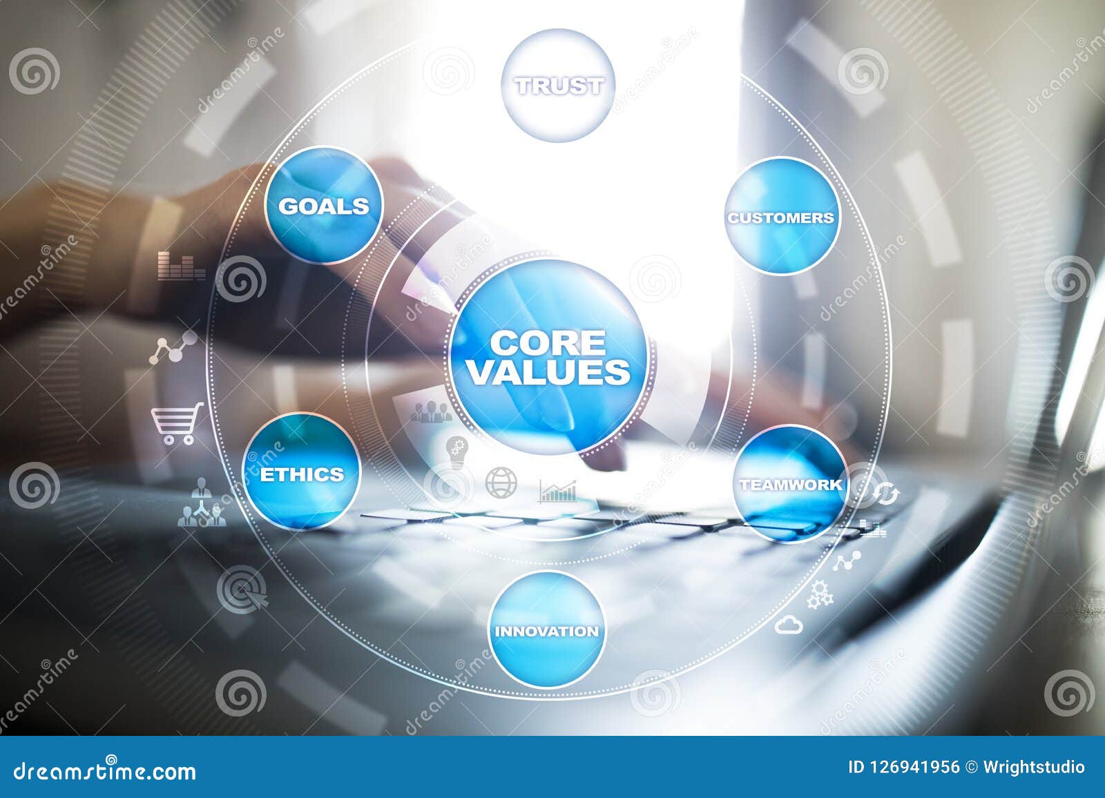 Core Values Business and Technology Concept on the Virtual Screen ...