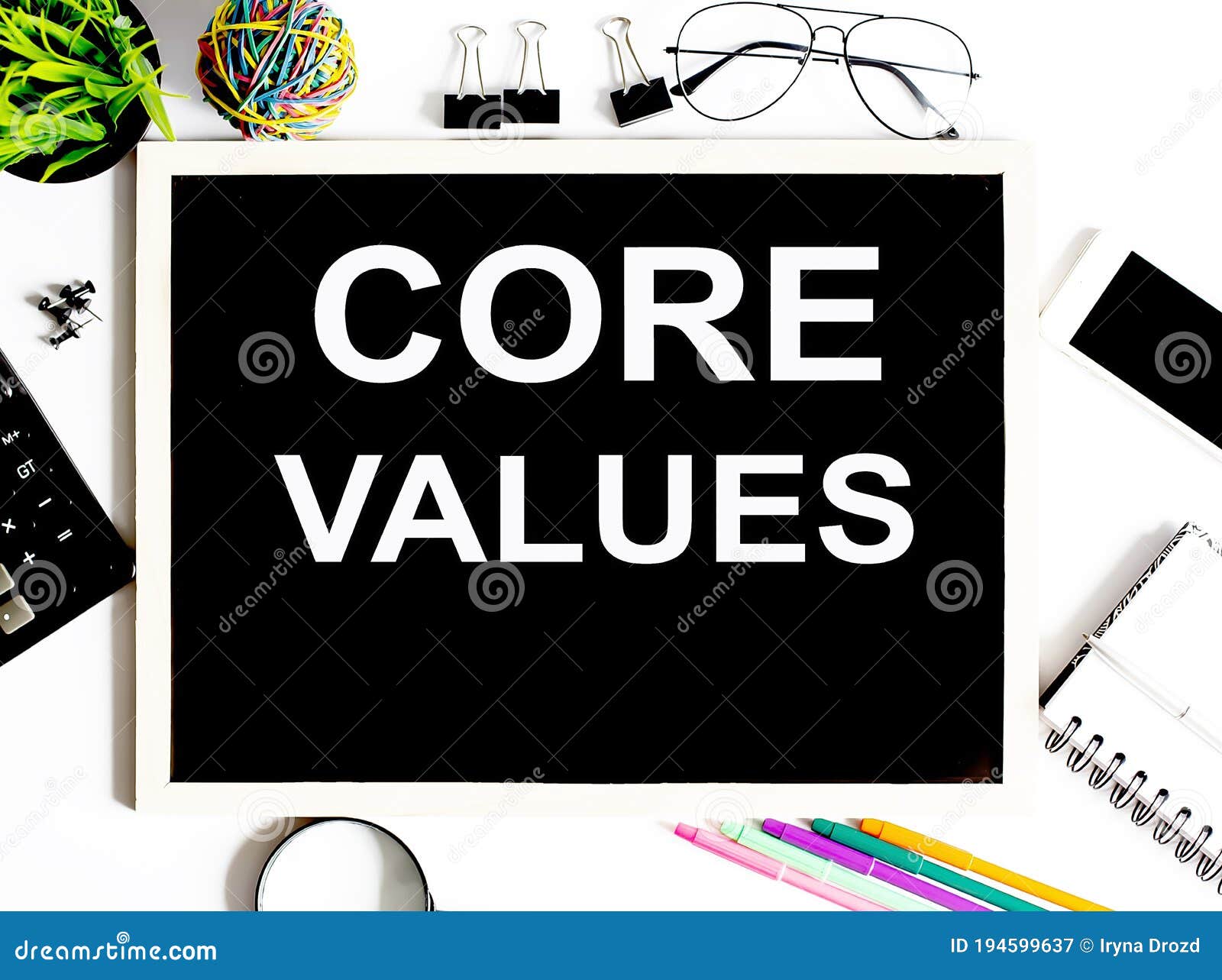 CORE VALUES Concept on the Drawing Board with Office Tools Stock Image ...