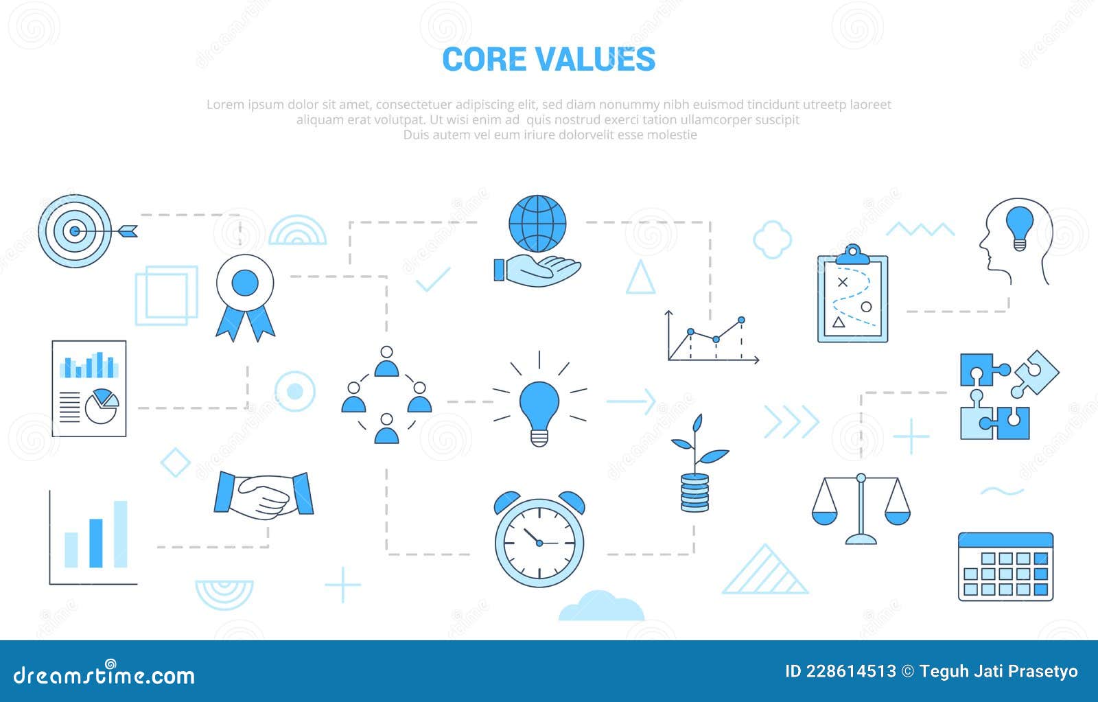 Core Values Concept with Icon Set Template Banner with Modern Blue ...