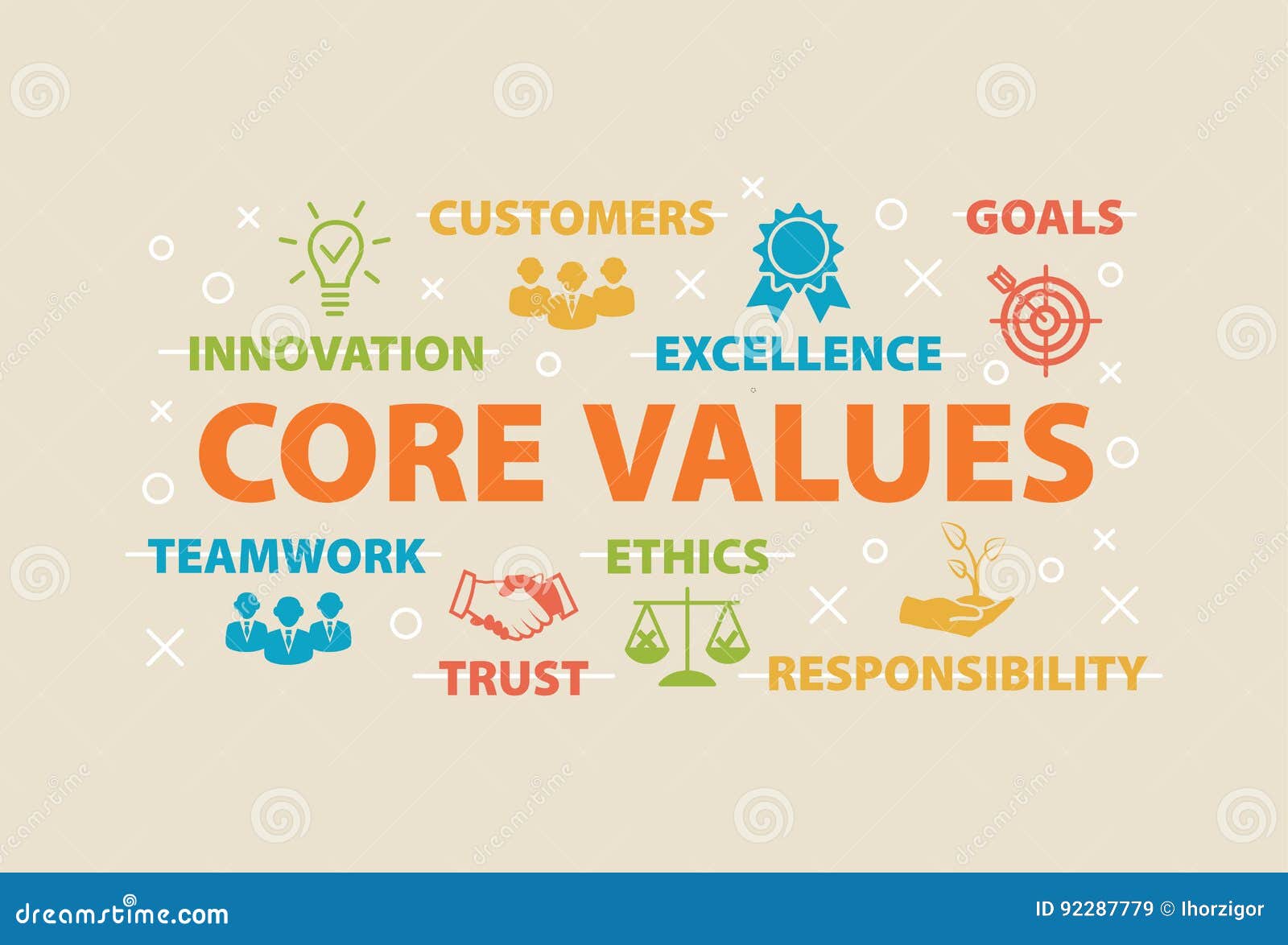 CORE VALUES Concept With Icons Cartoon Vector | CartoonDealer.com #92287779