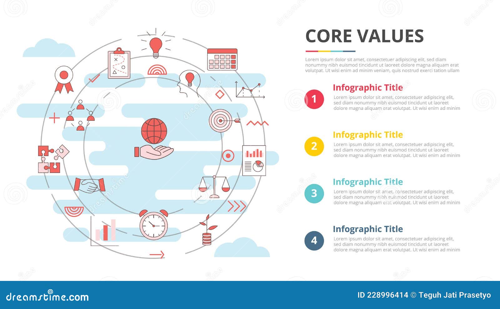 Core Values Concept for Infographic Template Banner with Four Point ...