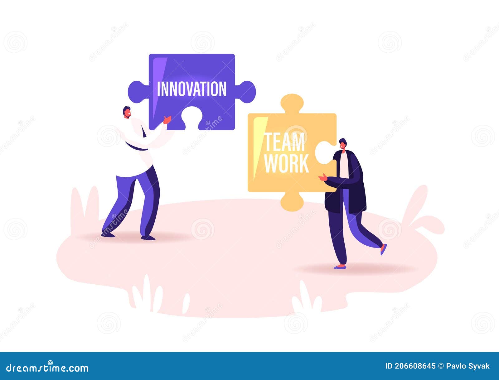 Core Values Concept. Tiny Businesspeople Characters Holding Huge Puzzle ...