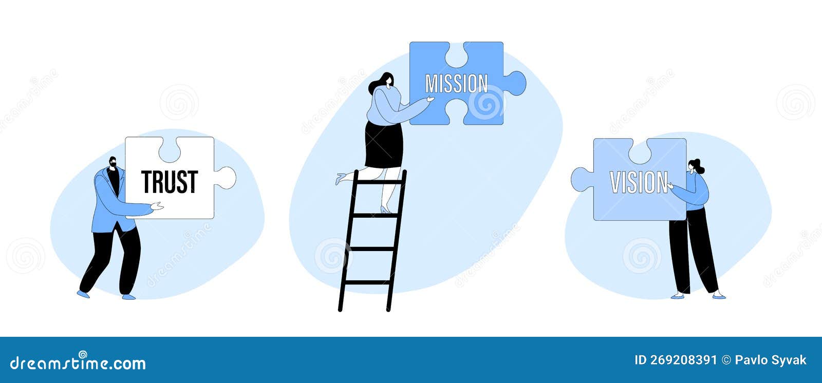 Core Values Concept. Tiny Businesspeople Characters Stand on Ladder ...