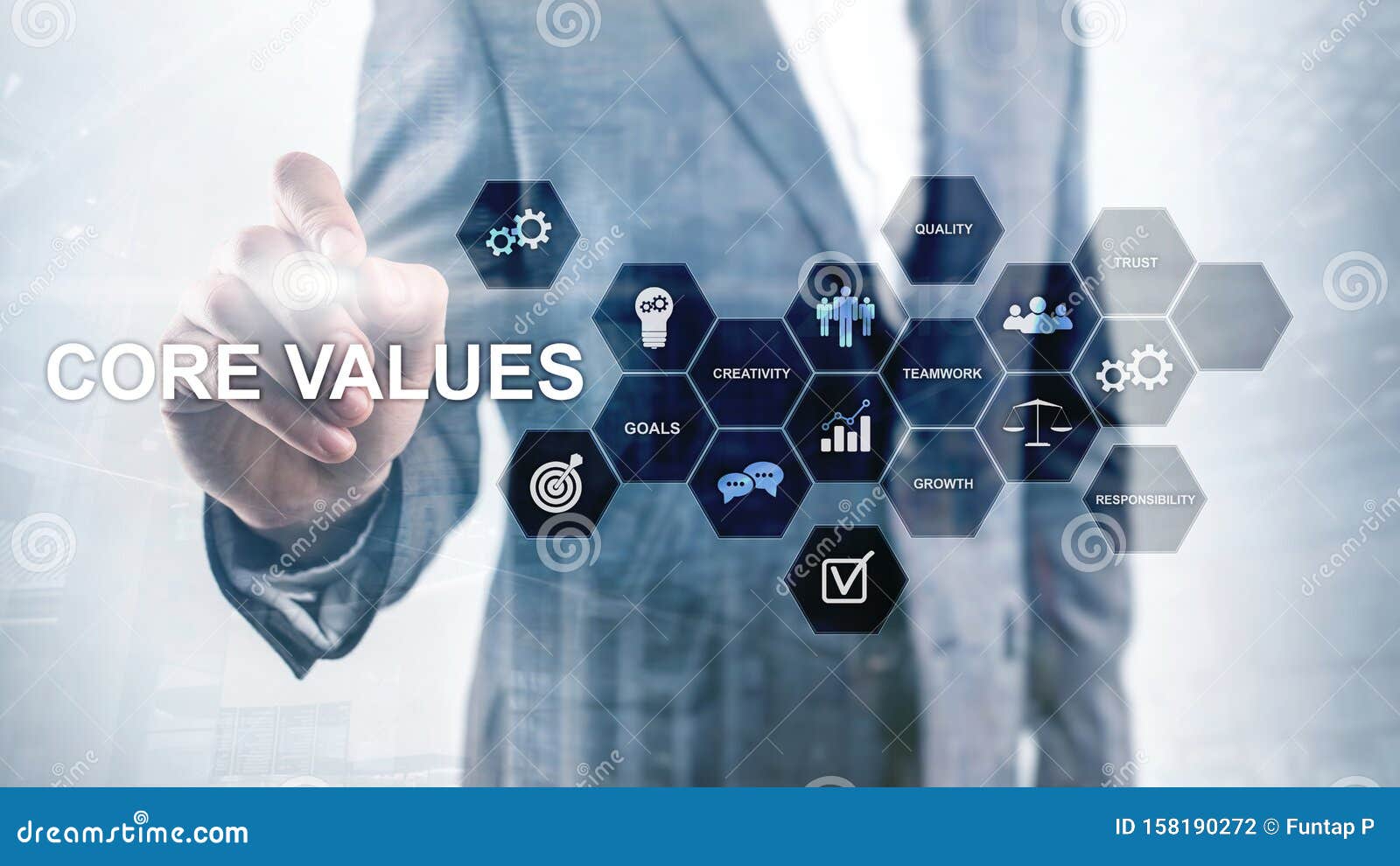 Core Values Concept on Virtual Screen. Business and Finance Solutions ...