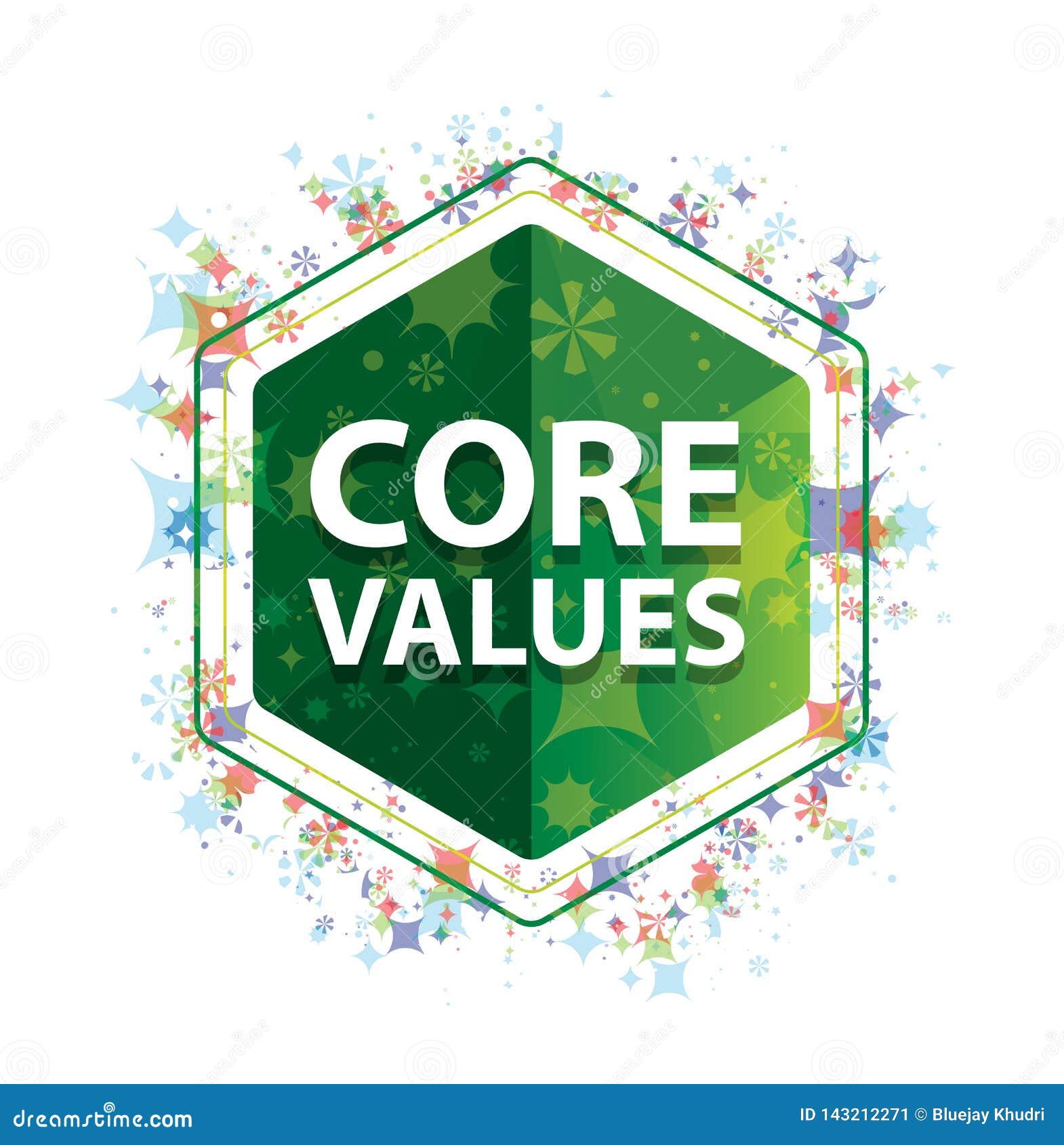 Core Values Floral Plants Pattern Green Hexagon Button Stock ...