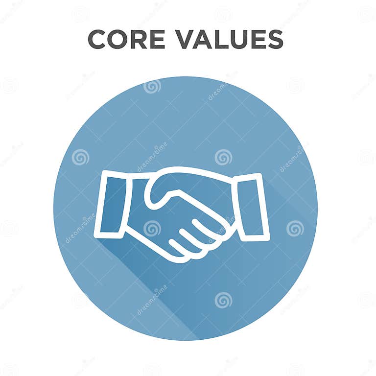 Core Values Icon with Handshake / Shaking Hands Stock Vector ...