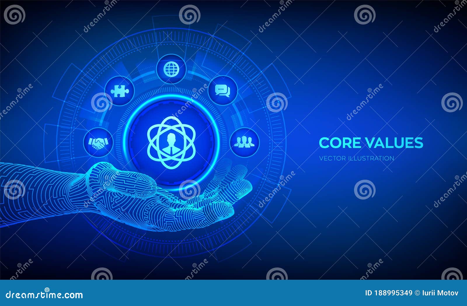 Core Values Icon In Robotic Hand. Responsibility Ethics Goals Company ...