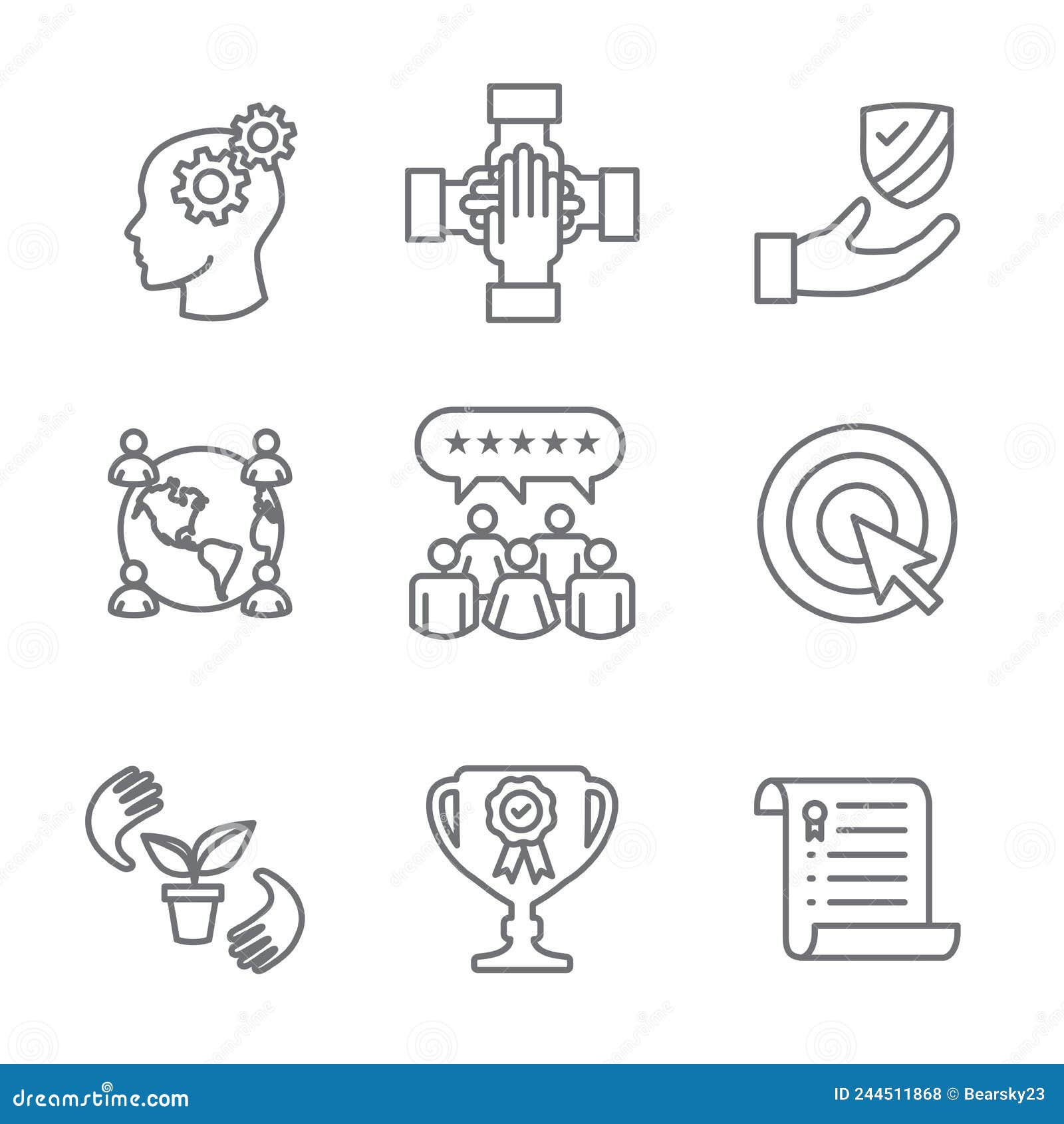 Core Values Icon Set with Teamwork, Work Life Balance with Diversity ...