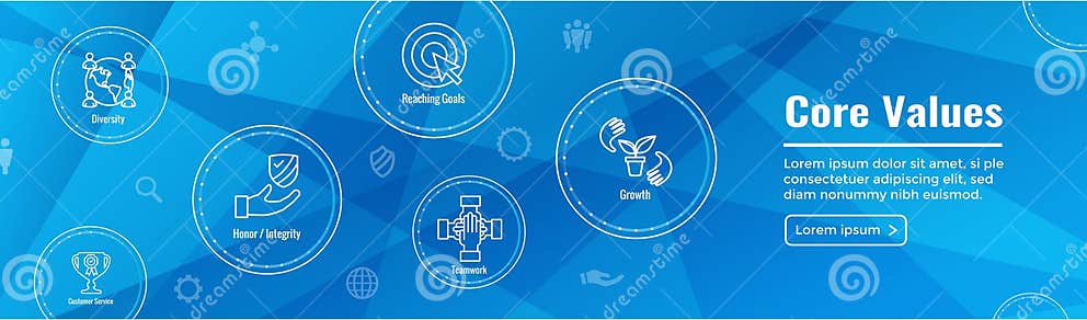 Core Values Icon Set & Web Header Banner Showing Icons of Core Values ...