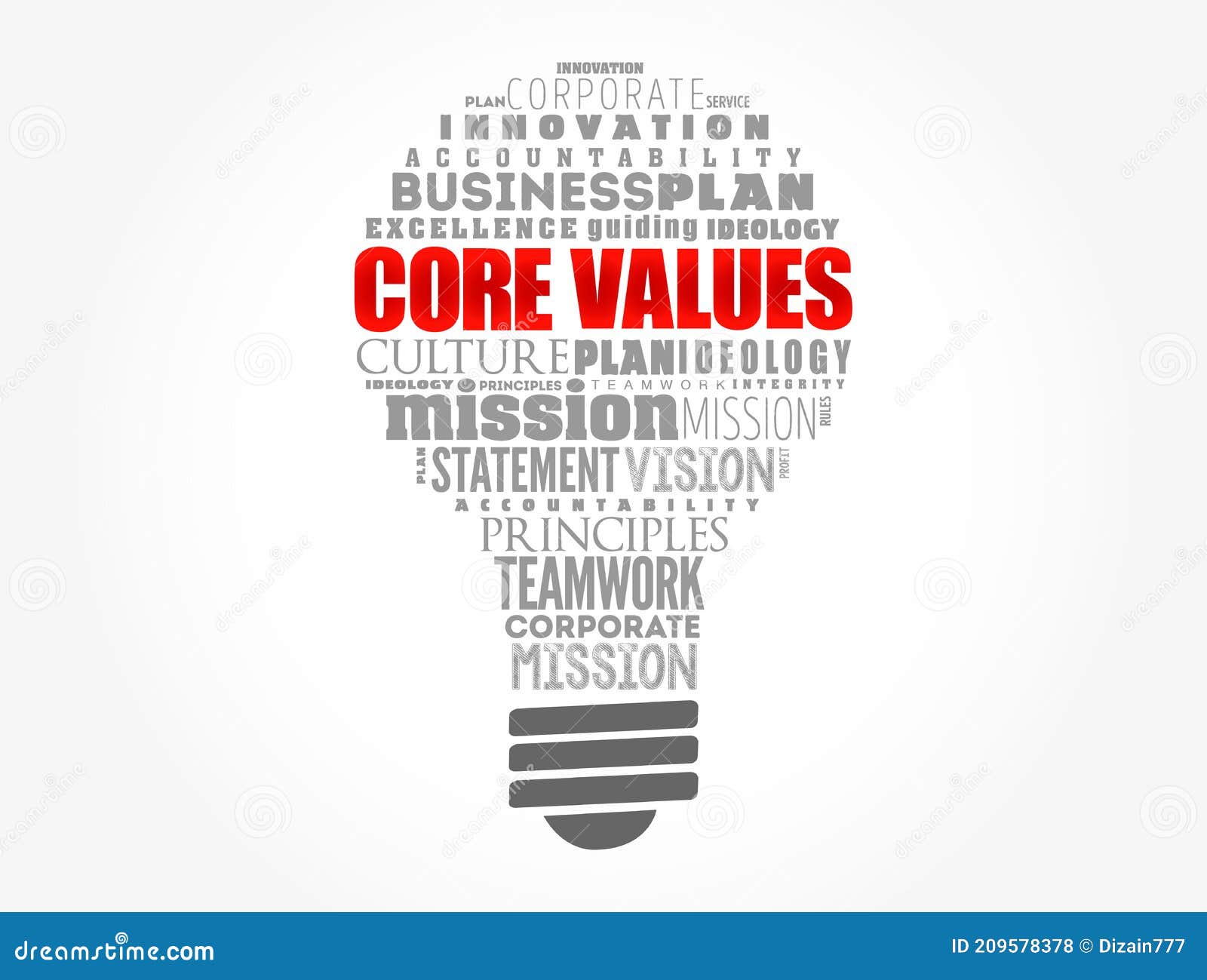 Core Values Light Bulb Word Cloud Collage, Business Concept Background ...